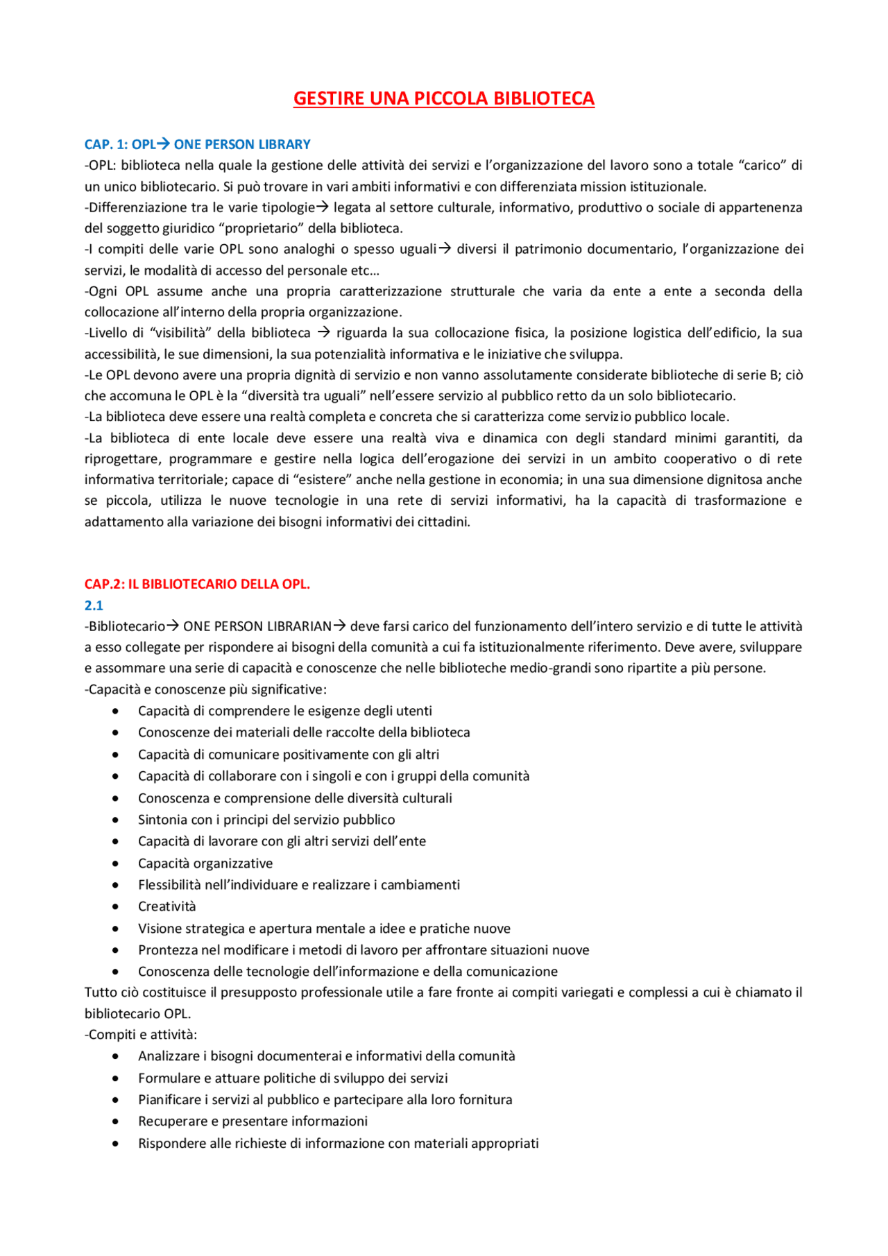 Gestire Una Piccola Biblioteca Docsity