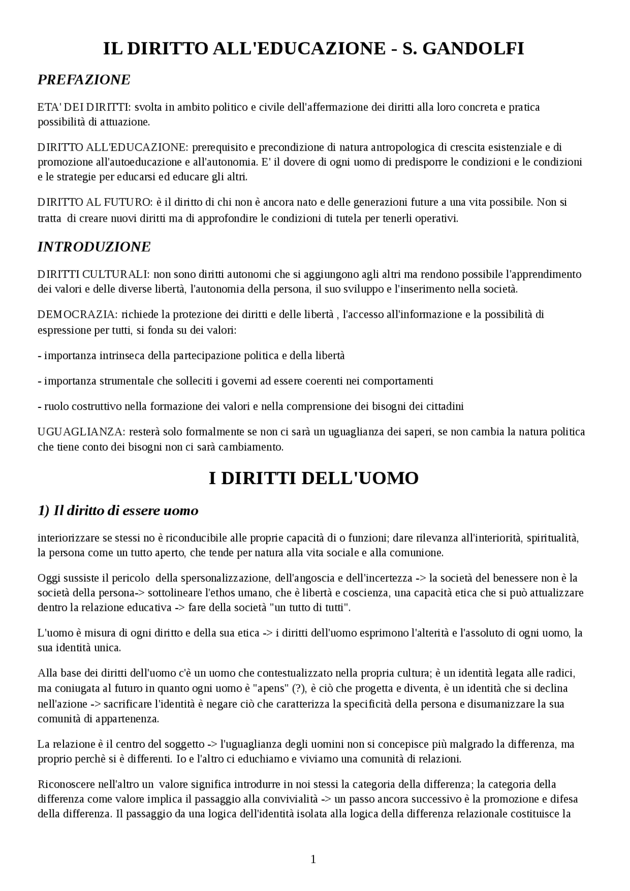 Il Diritto All Educazione Sgandolfi Docsity