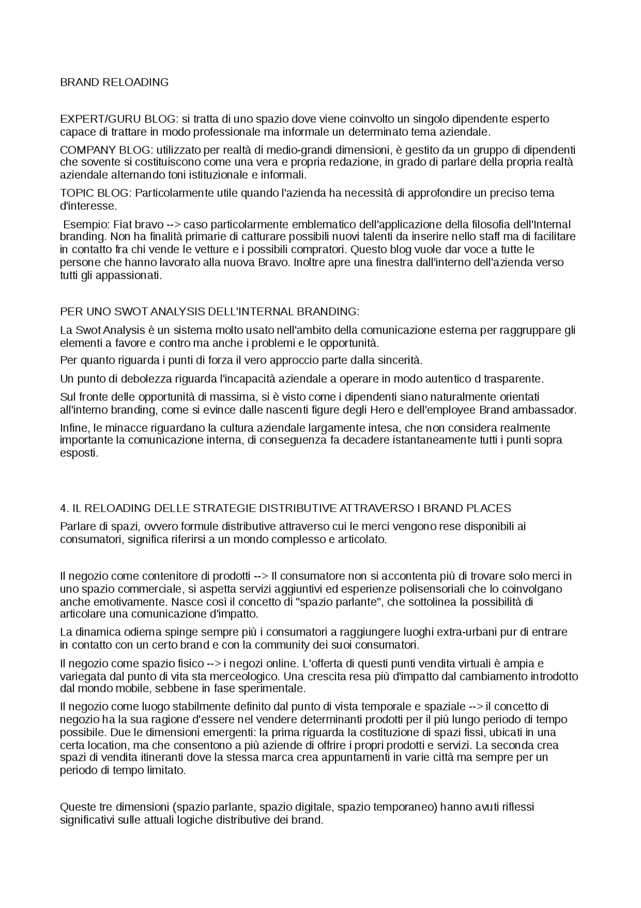 Riassunto Brand Reloading Docsity