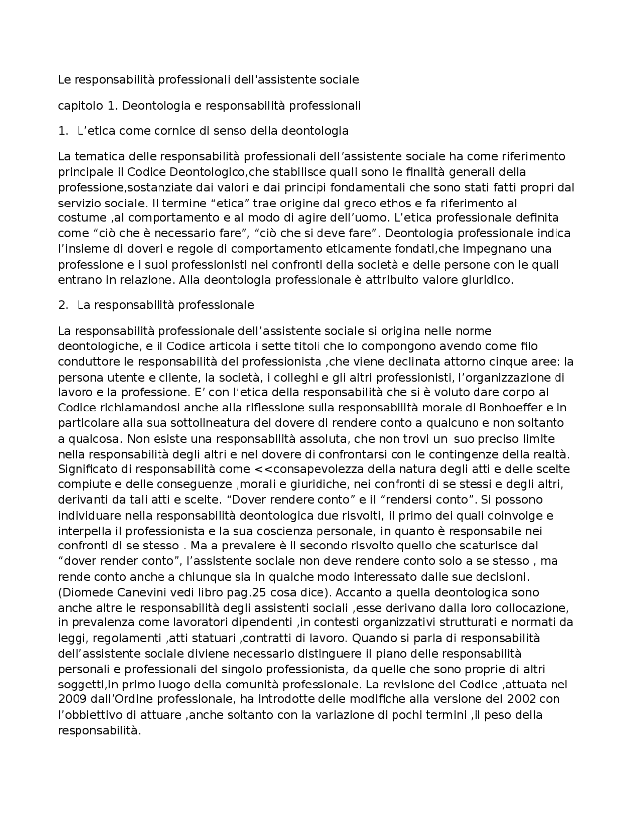 Le Responsabilità Professionali Dellassistente Sociale Docsity