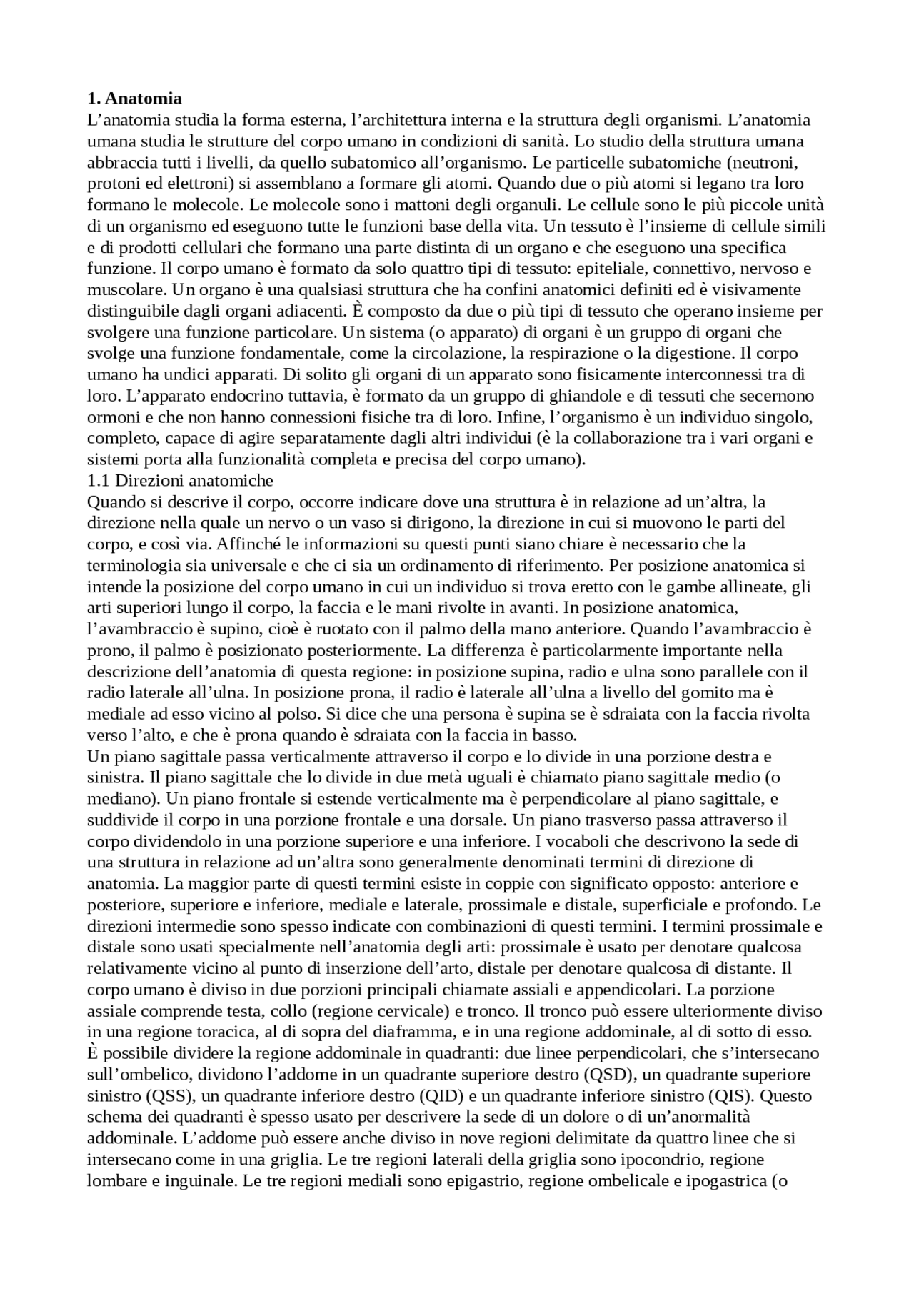 Anatomia Umana Docsity