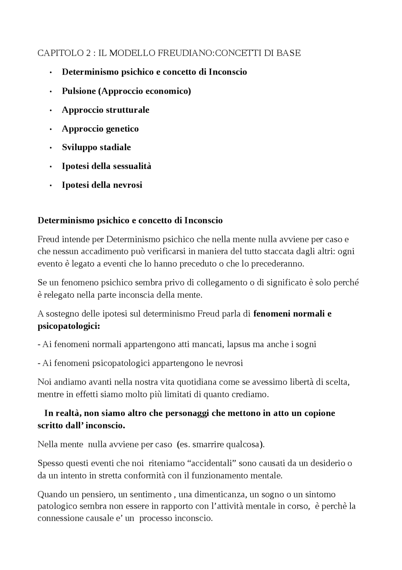 Concetti base modello freudiano - Docsity