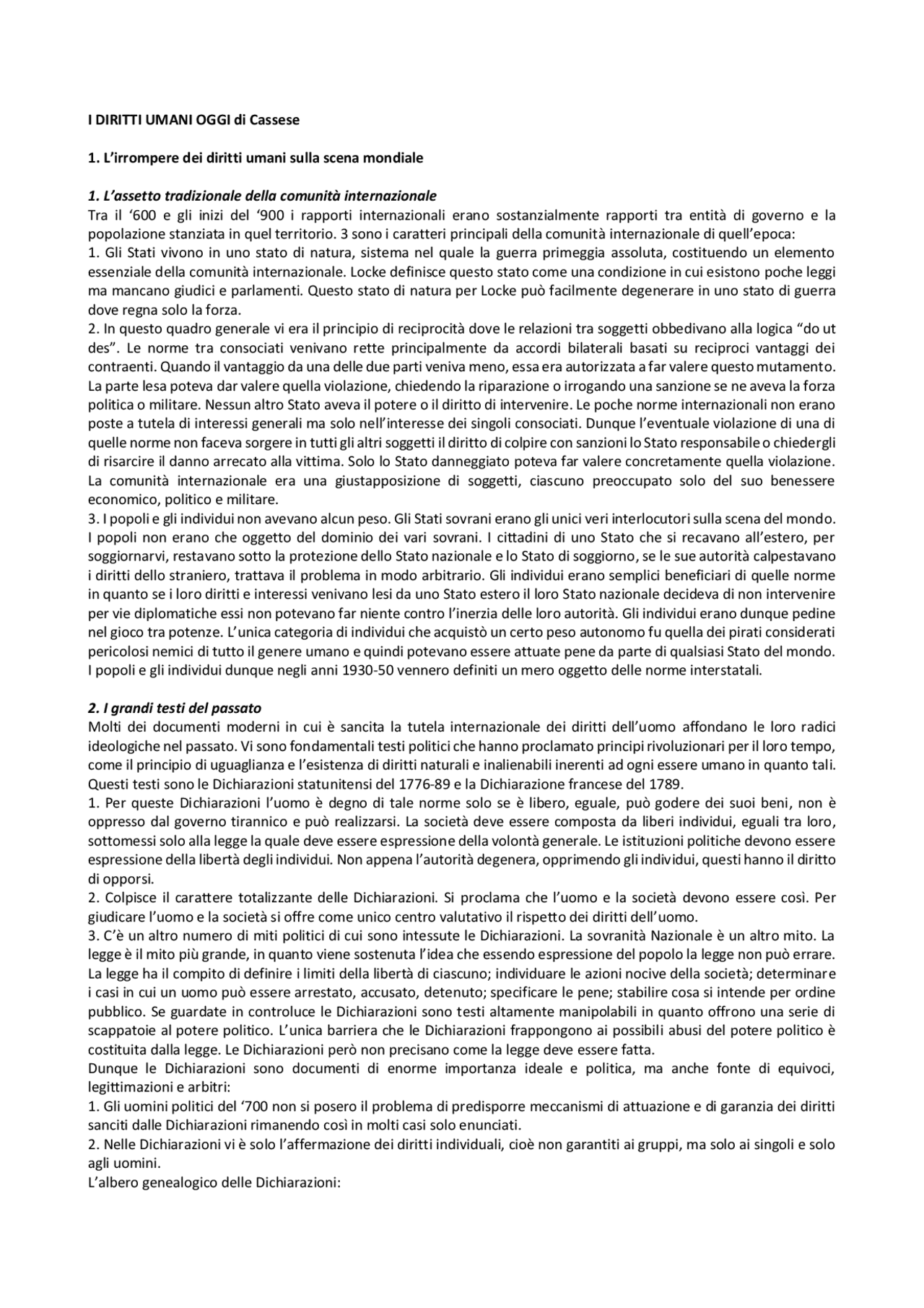 I Diritti Umani Oggi Di Cassese Docsity