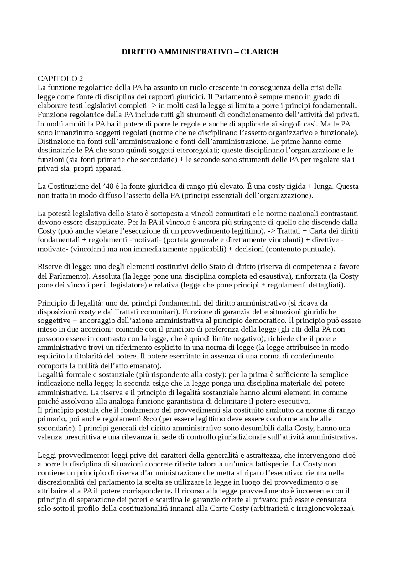 Diritto Amministrativo Clarich Docsity