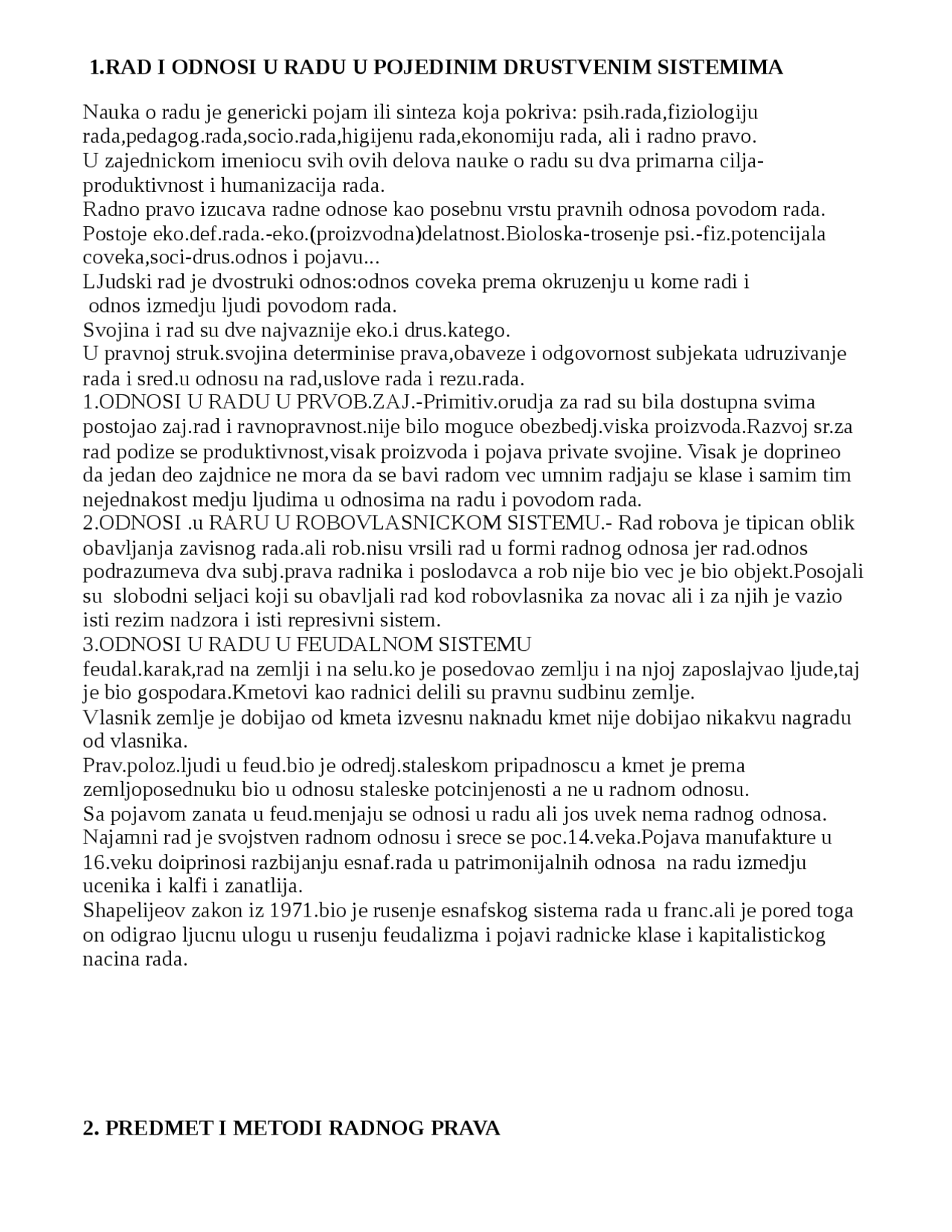 Skripta radno pravo | Rezime' predlog Radno pravo - Docsity