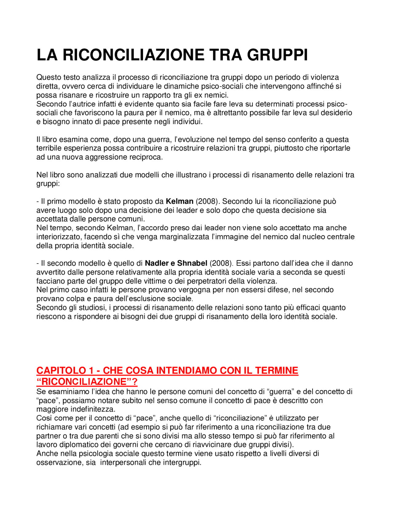Riassunto La Riconciliazione Tra Gruppi Docsity