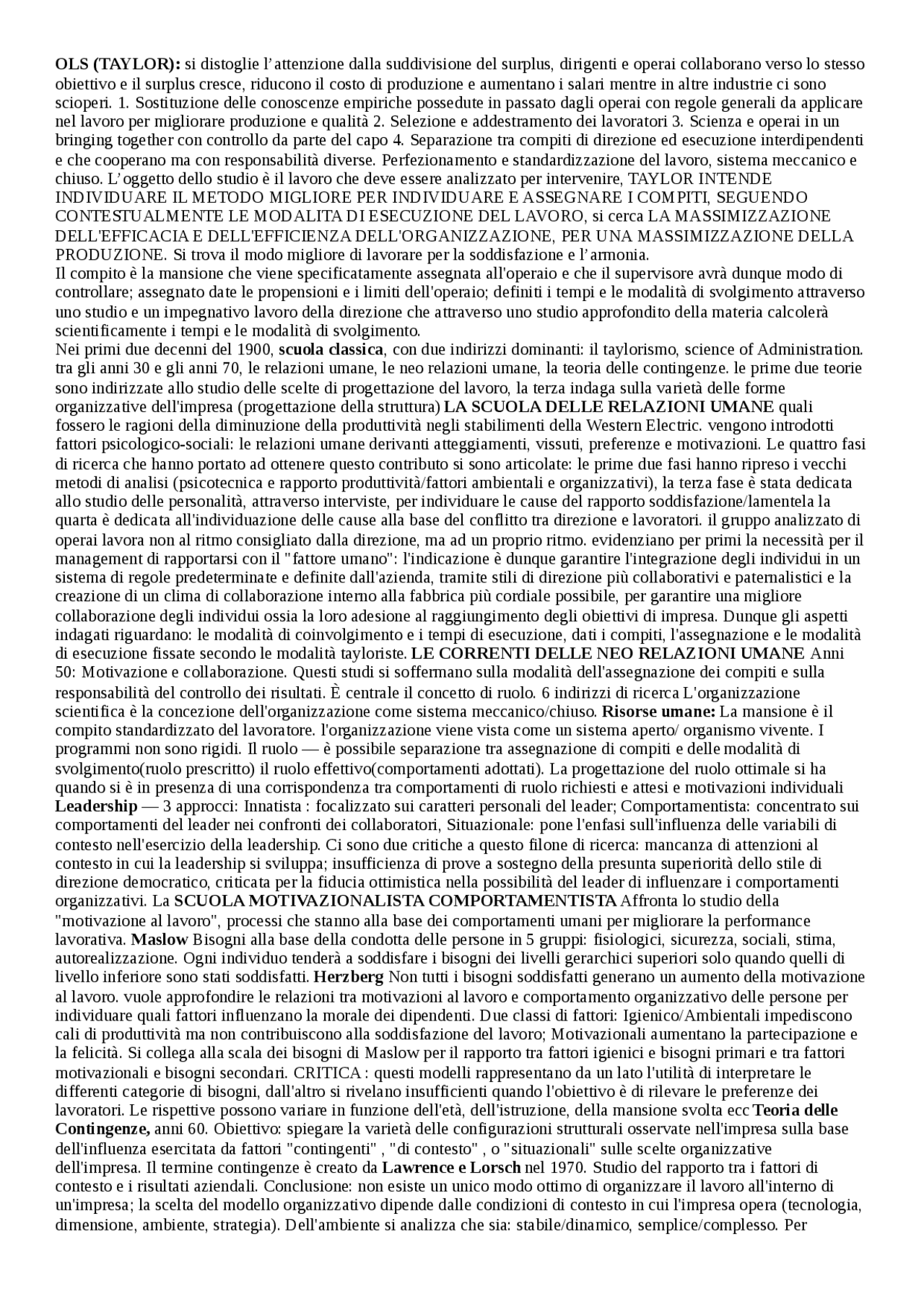 Organizzazione Aziendale Riassunti Docsity