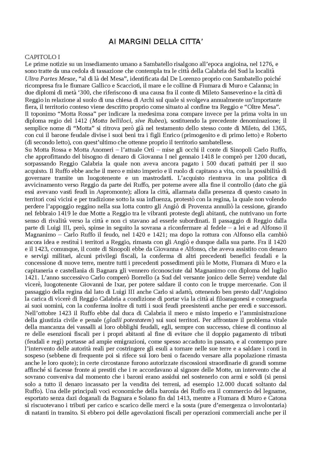 Ai Margini Della Citta Di Giuseppe Caridi Docsity
