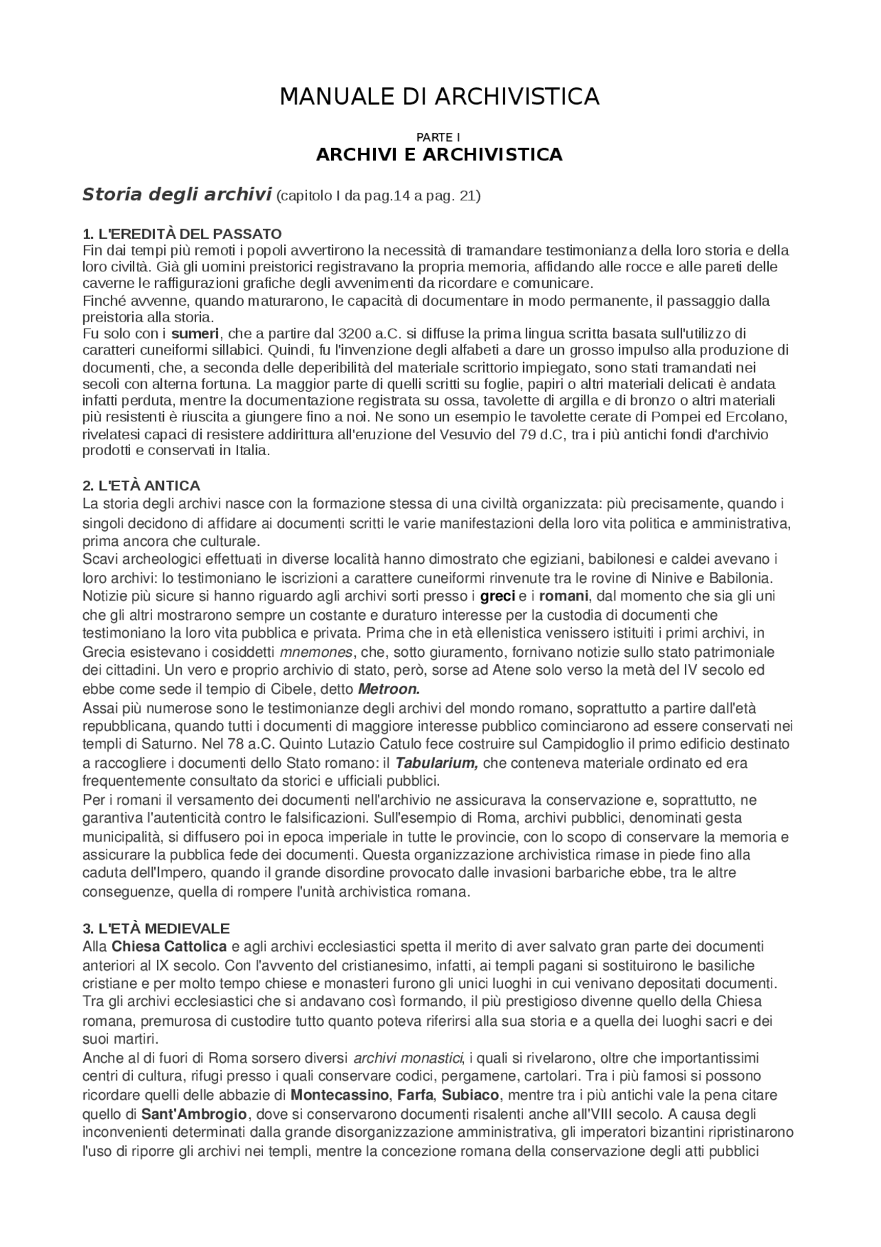 Manuale Di Archivistica Docsity