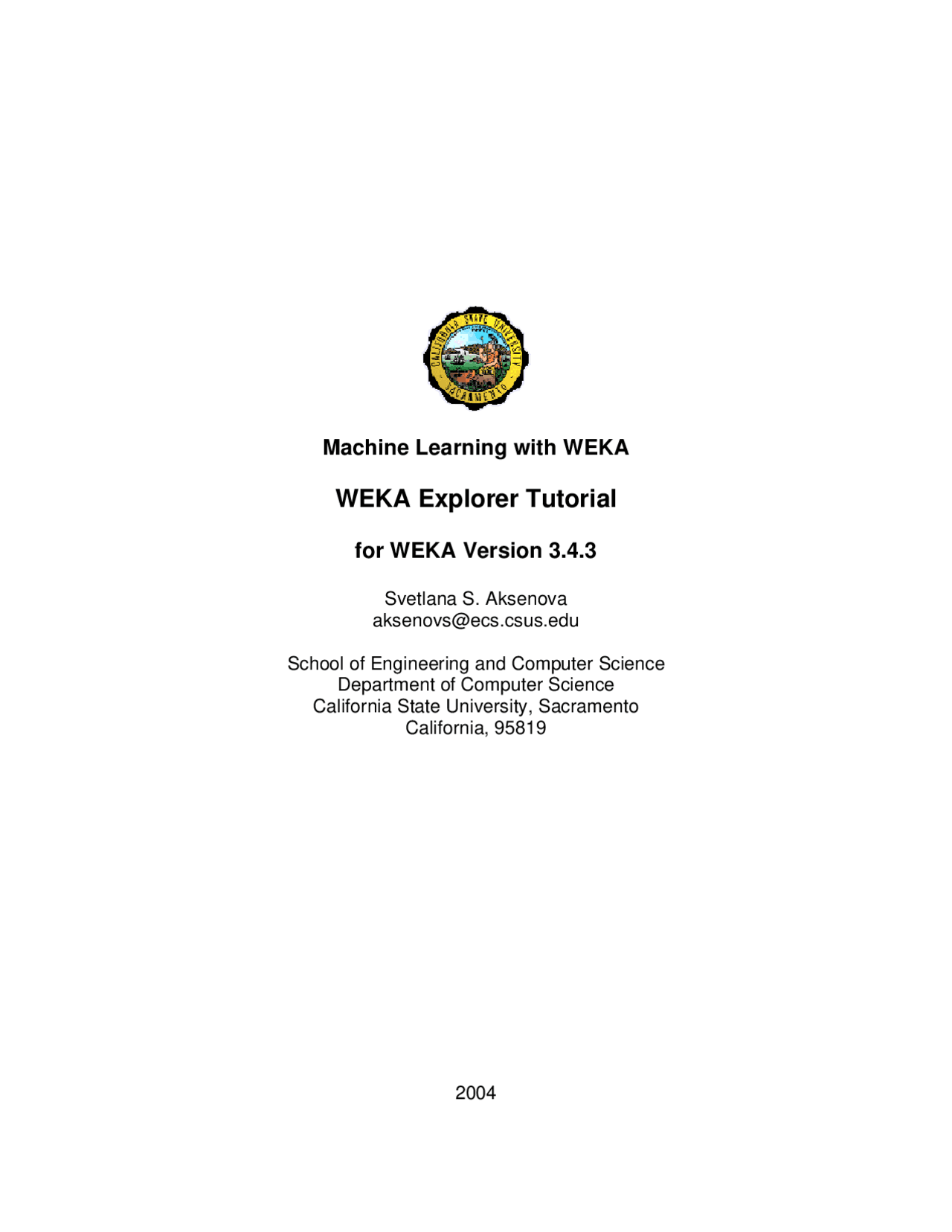 Weka explorer tutorial reference - Docsity
