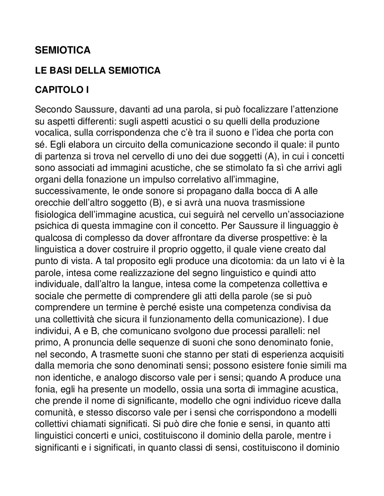 Le Basi Della Semiotica Docsity