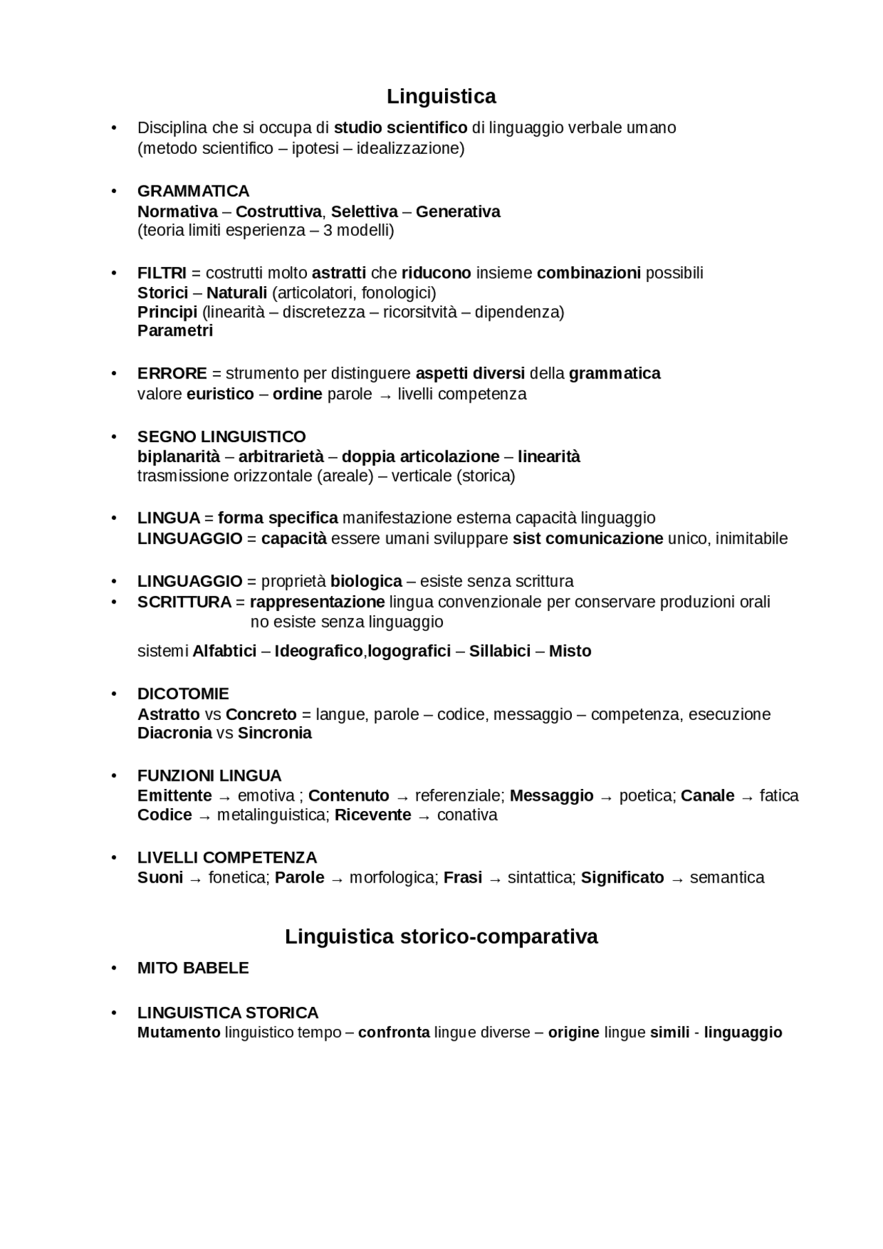 Riassunto Corso Linguistica Docsity