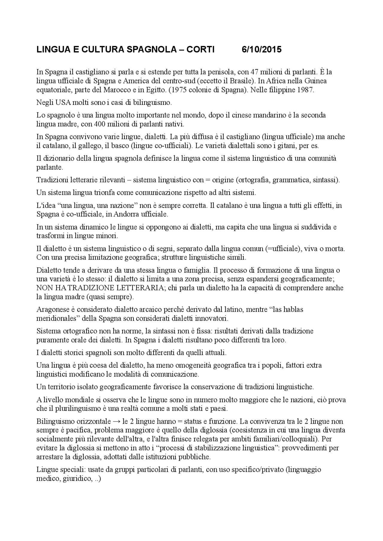 Ap Lingua E Cultura Spagnola Docsity