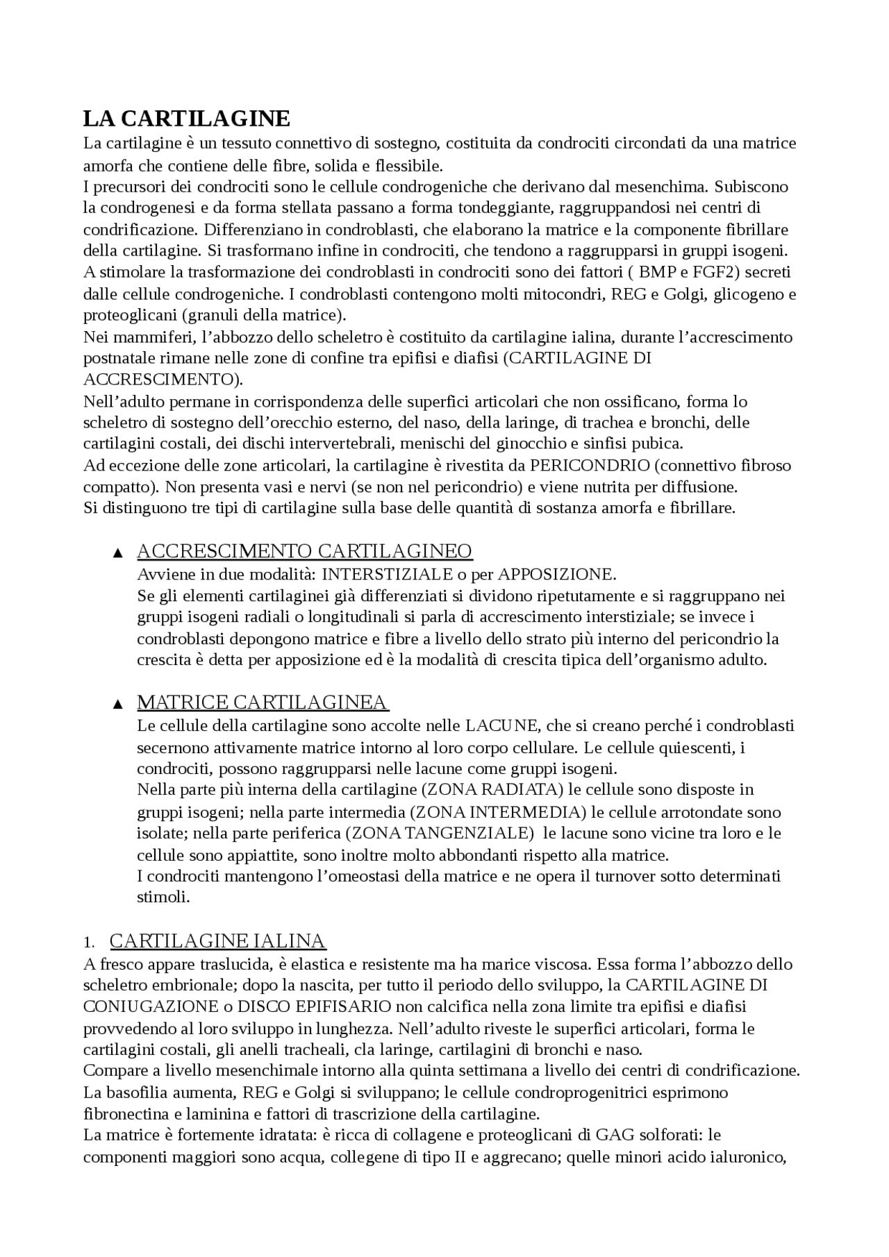 La Cartilagine Docsity