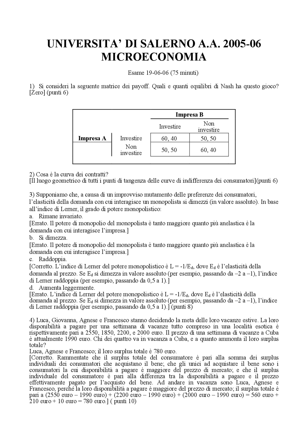 Esame Microeconomia Docsity