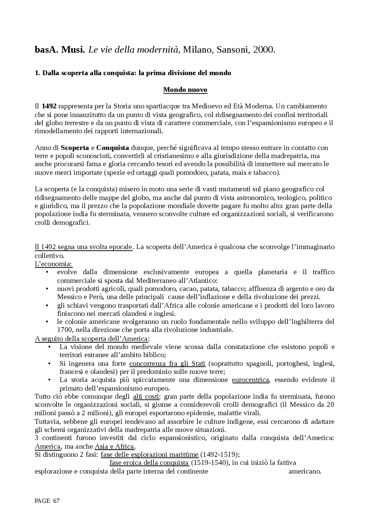 Le Vie Della Modernità Docsity