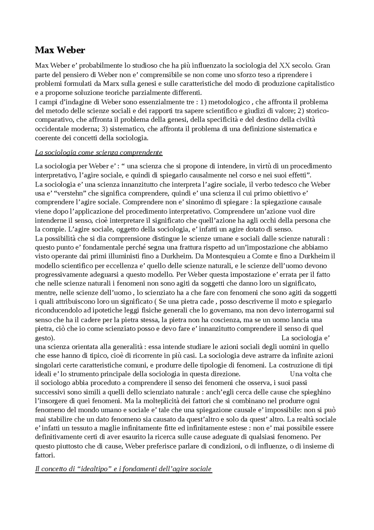 Max Weber Docsity