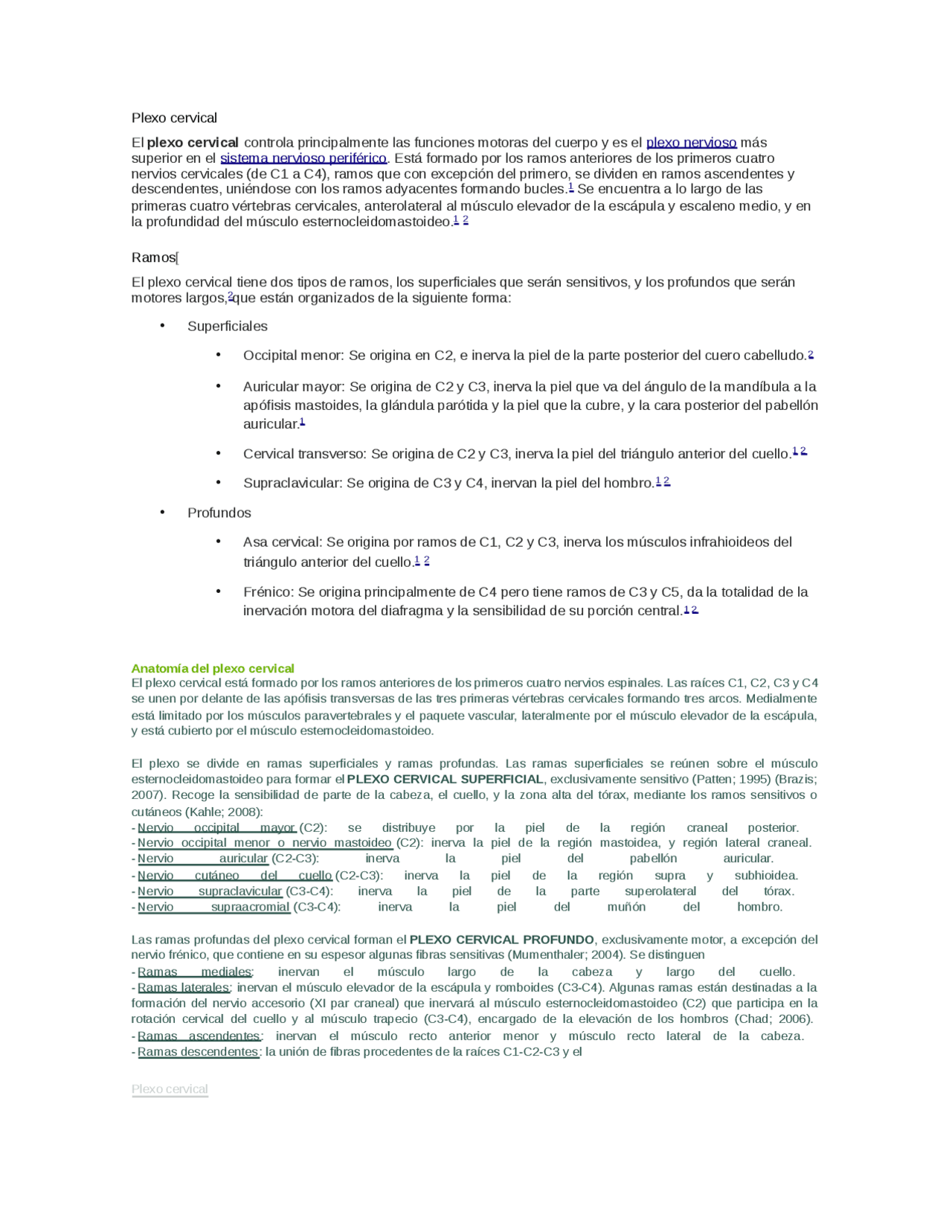 Plexo cervical - Docsity