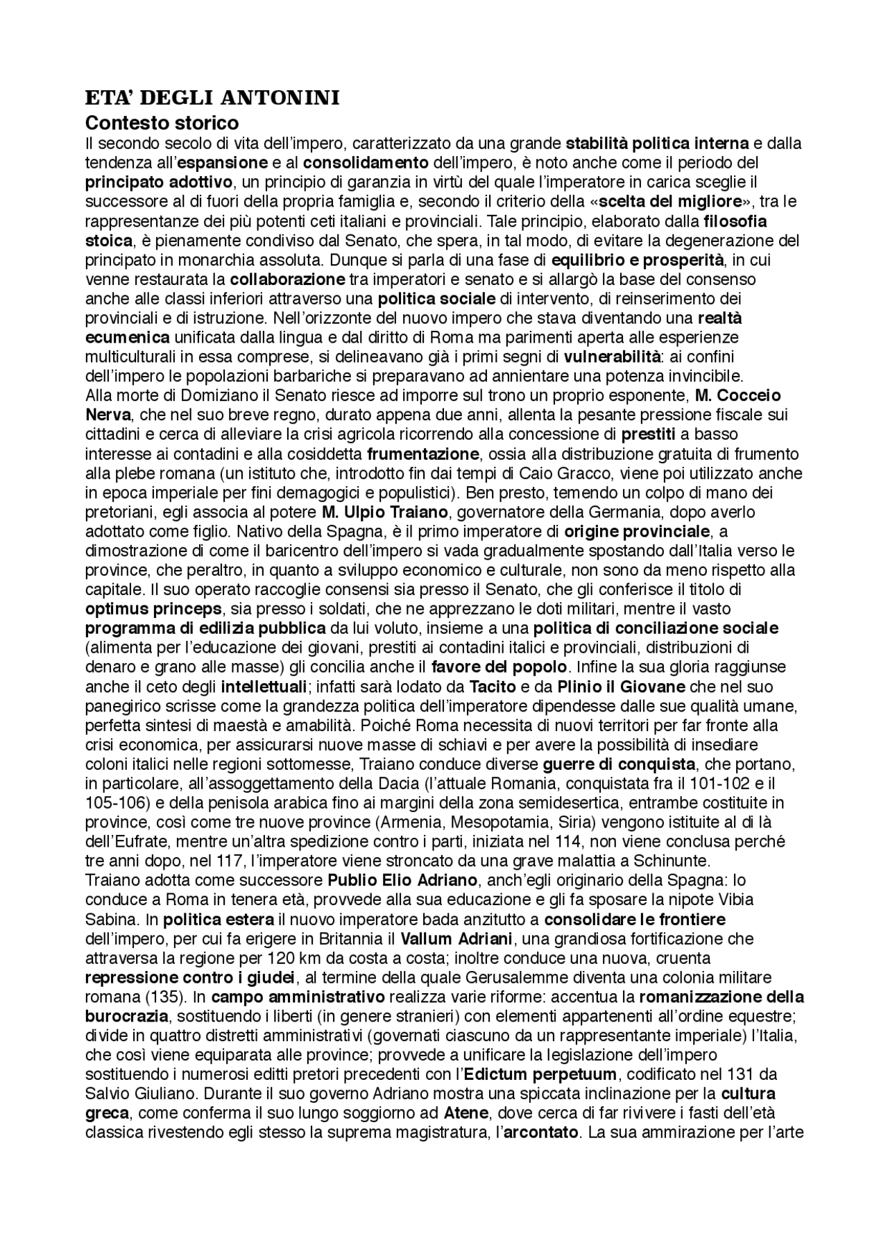 Età Degli Antonini Docsity