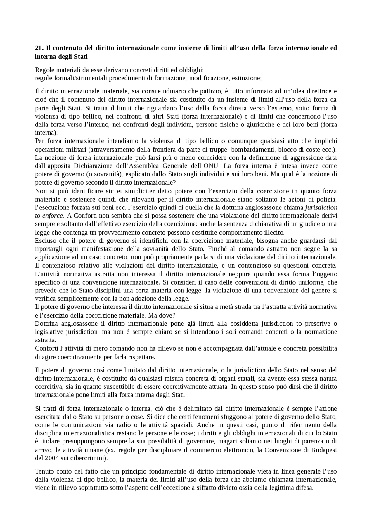 Riassunto Conforti Diritto Internazionale Docsity