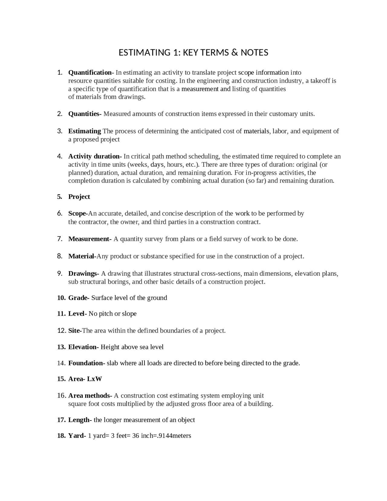 Exam 1 Key Terms For Estimating I Cosc 275 Docsity