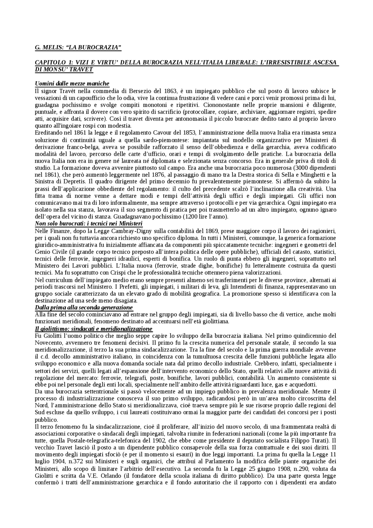 Guido Melis La Burocrazia Docsity
