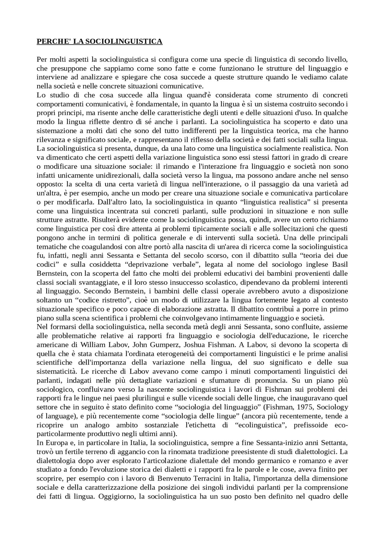 Prima Lezione Di Sociolinguistica Gaetano Berruto Docsity