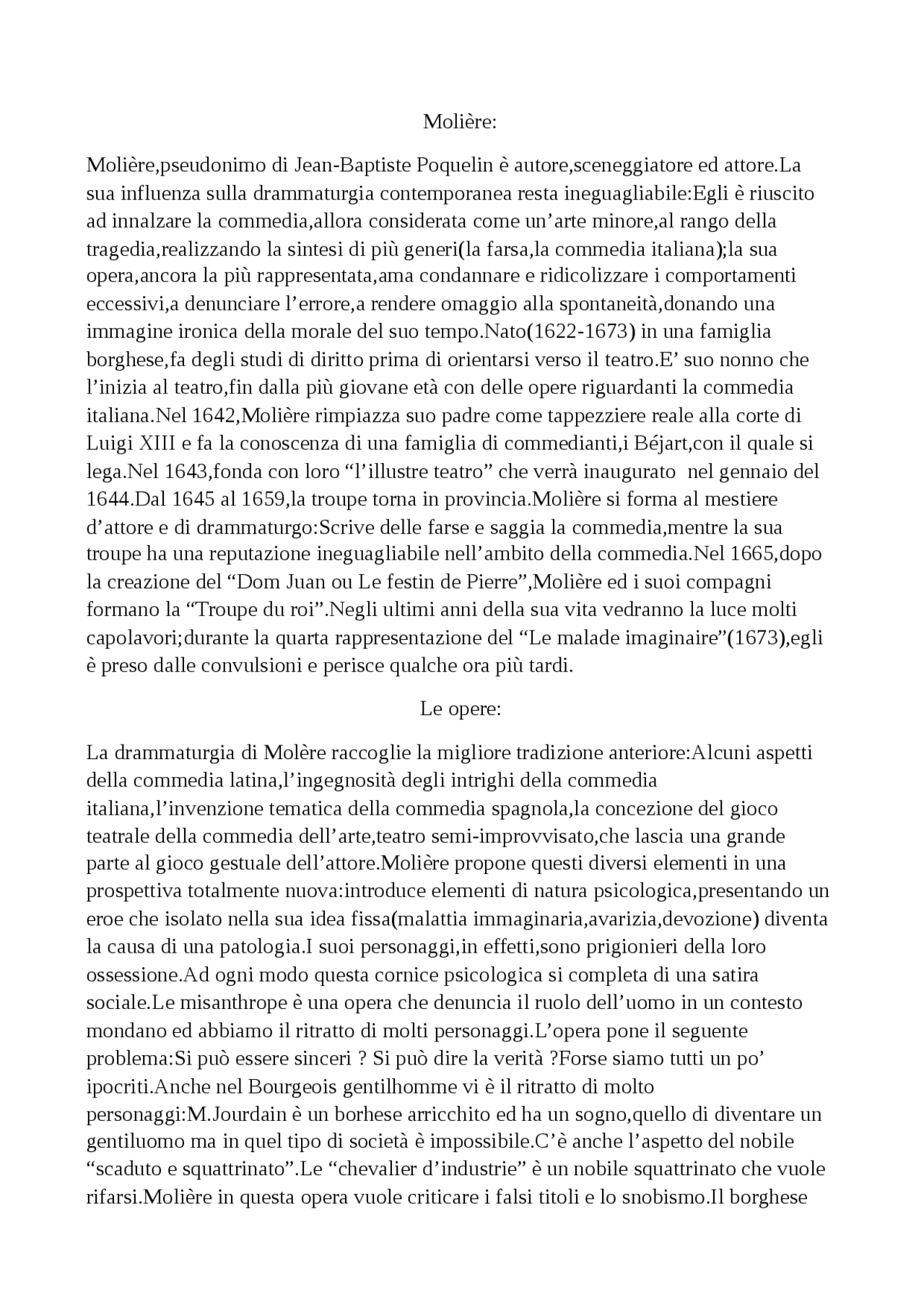 Molière Docsity