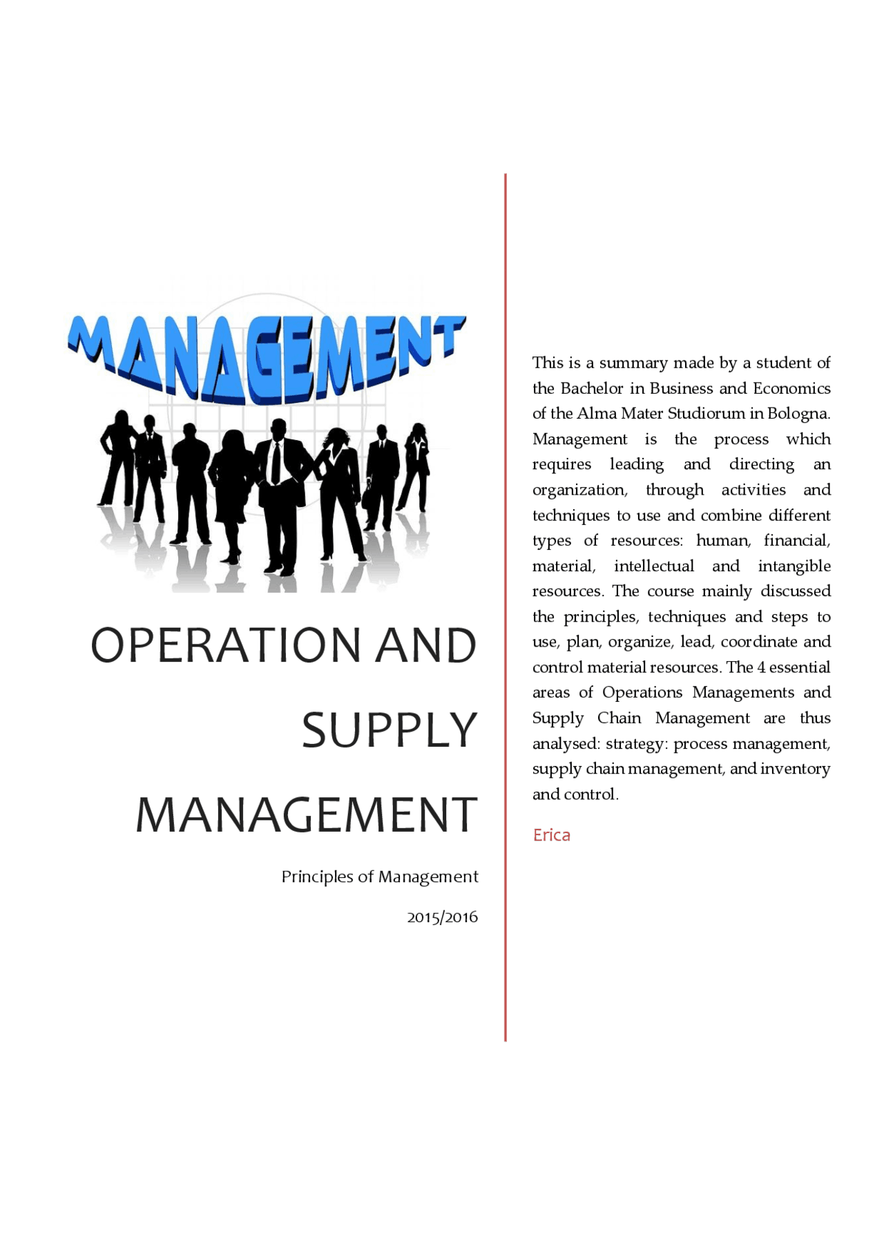 Principles Of Management Summary Docsity