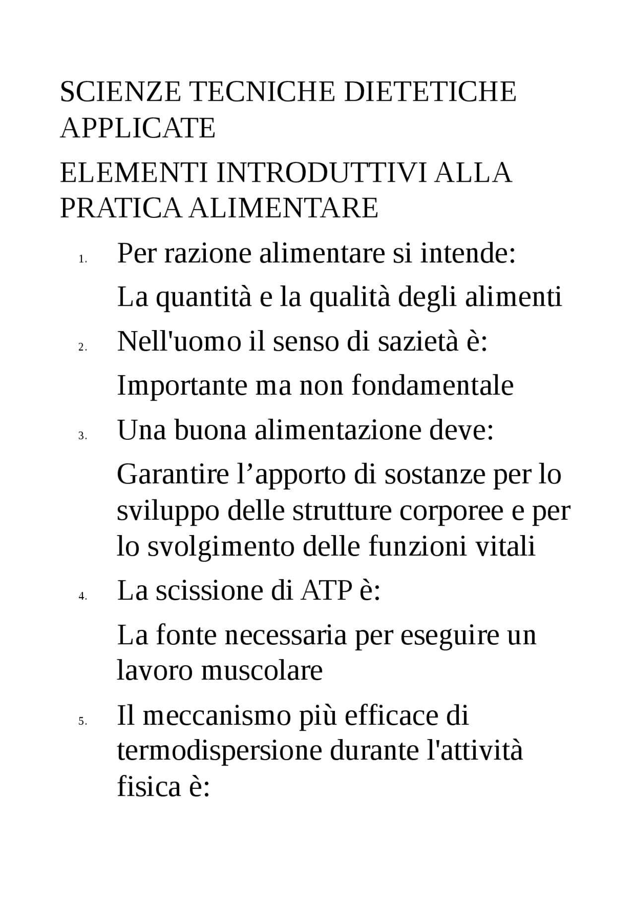 Scienze Tecniche Dietetiche Applicate Docsity