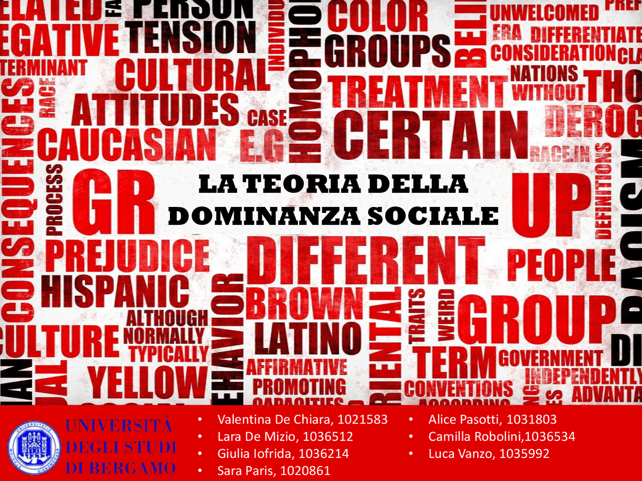 La teoria della dominanza sociale def - Docsity