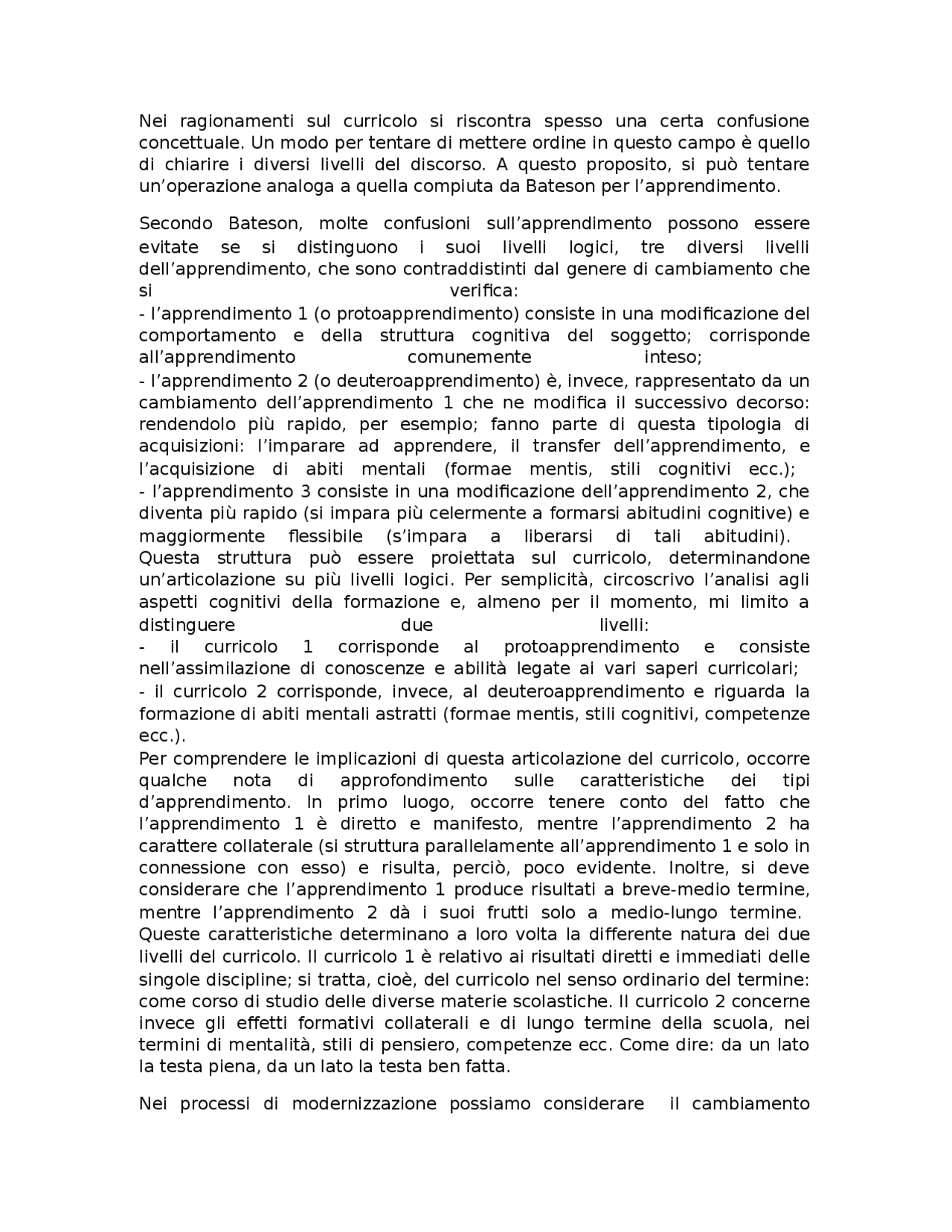 Curricolo cap 2 - Docsity