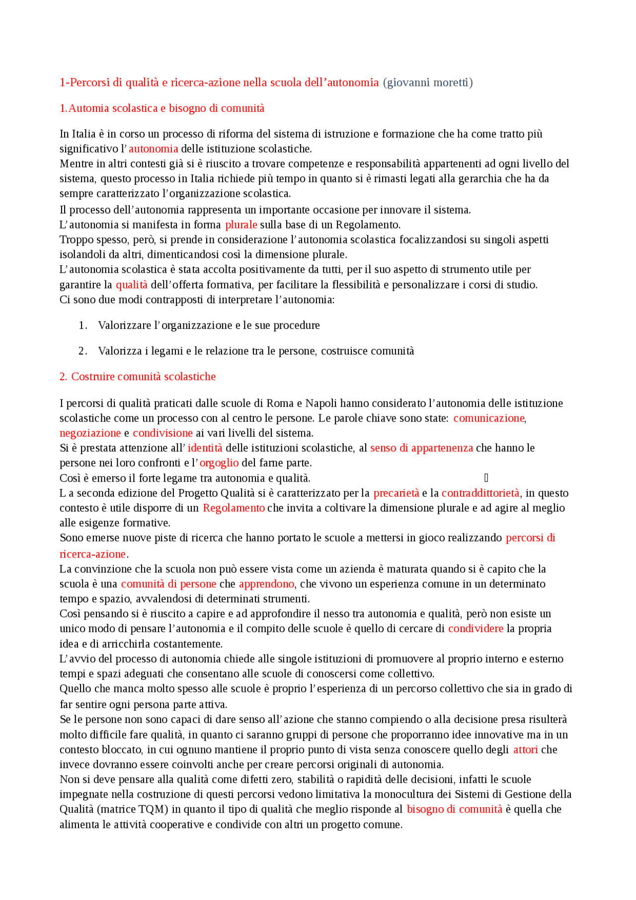 Pratiche Di Qualità E Ricerca Azione Docsity