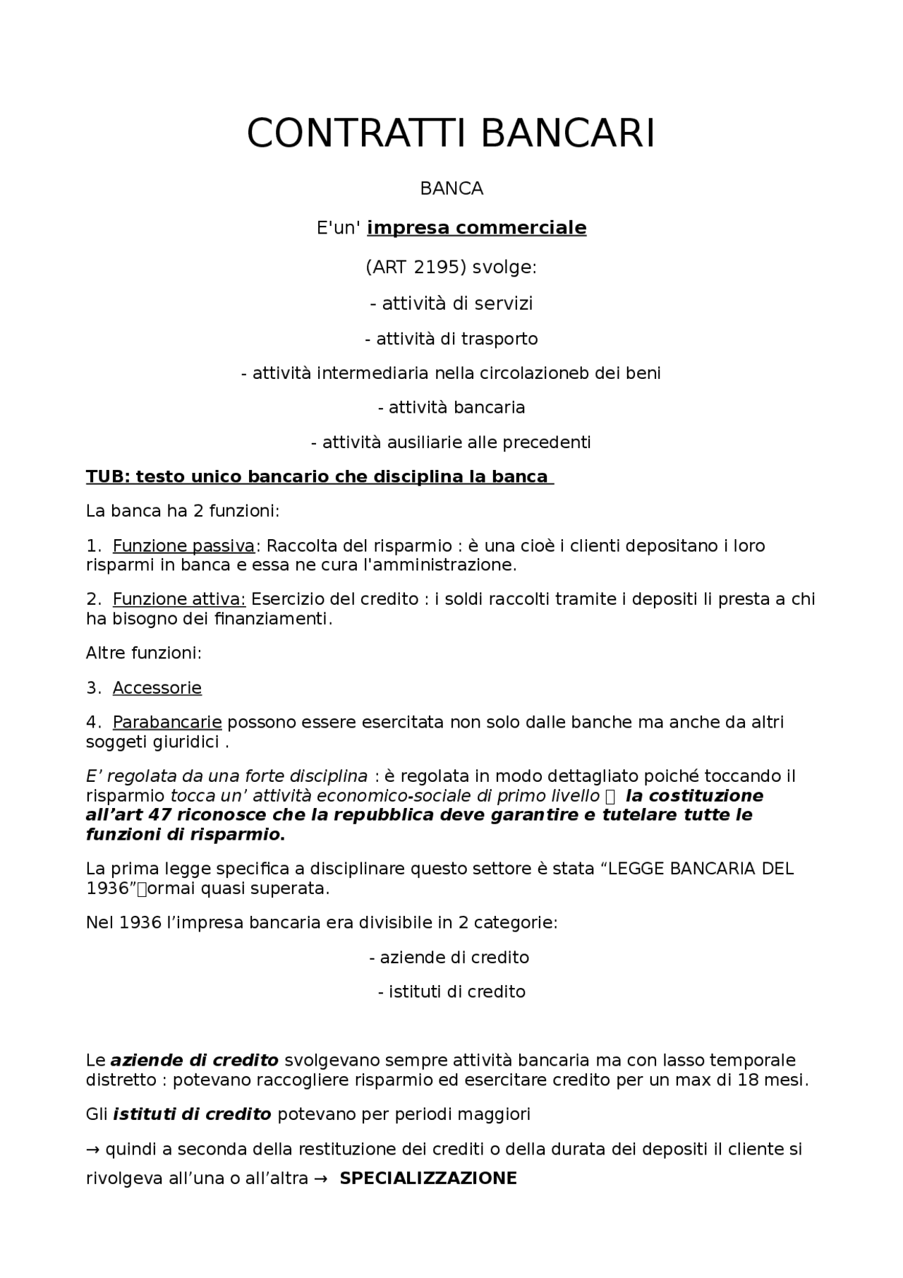 Contratti Bancari Dispense Di Diritto Commerciale Docsity