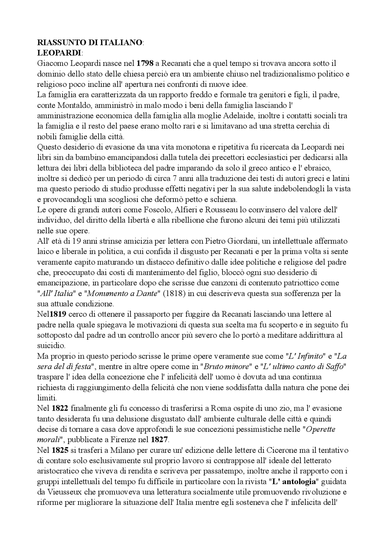 Leopardi Docsity