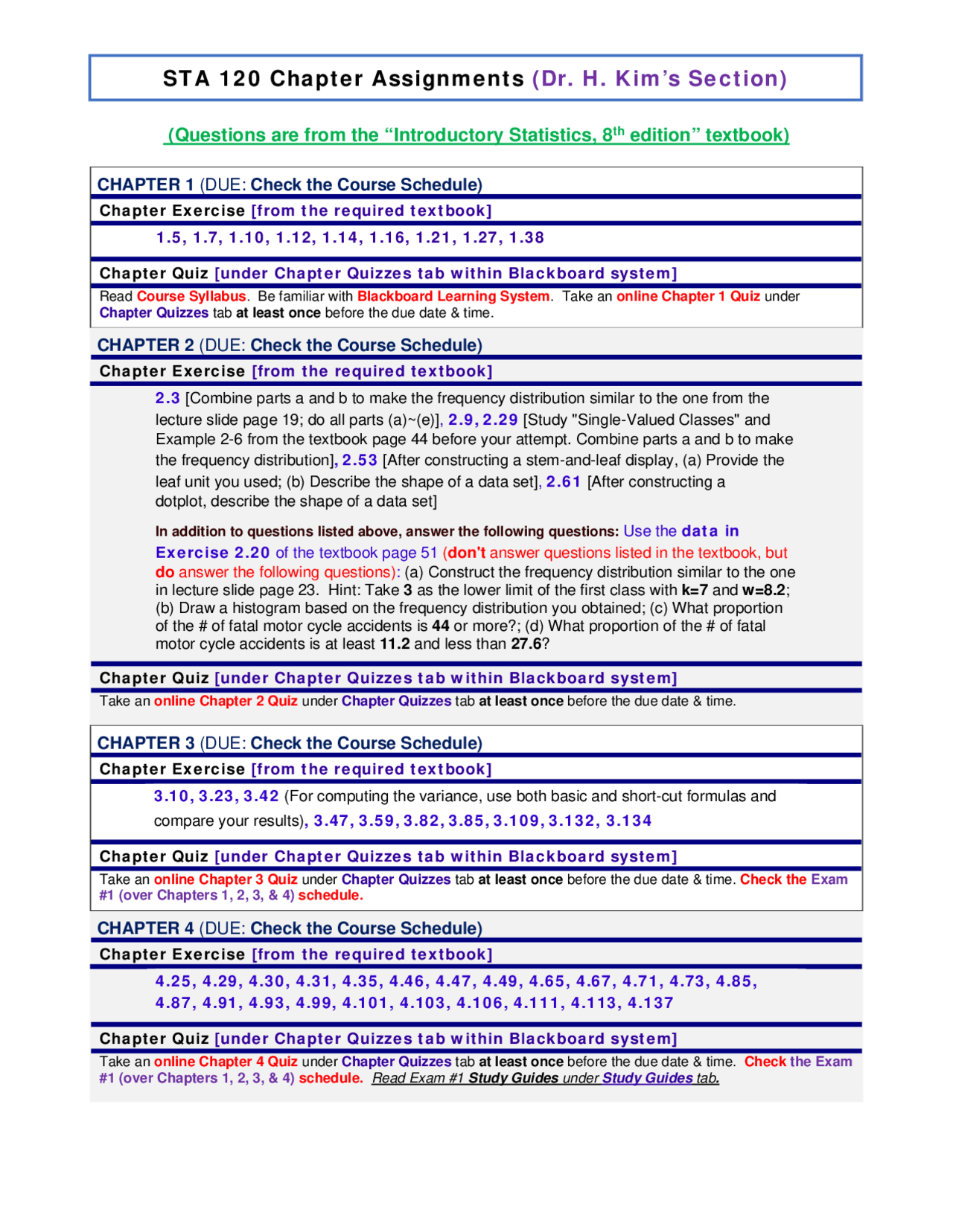 Review Sheet For Statistics With Applications Sta 120 Docsity