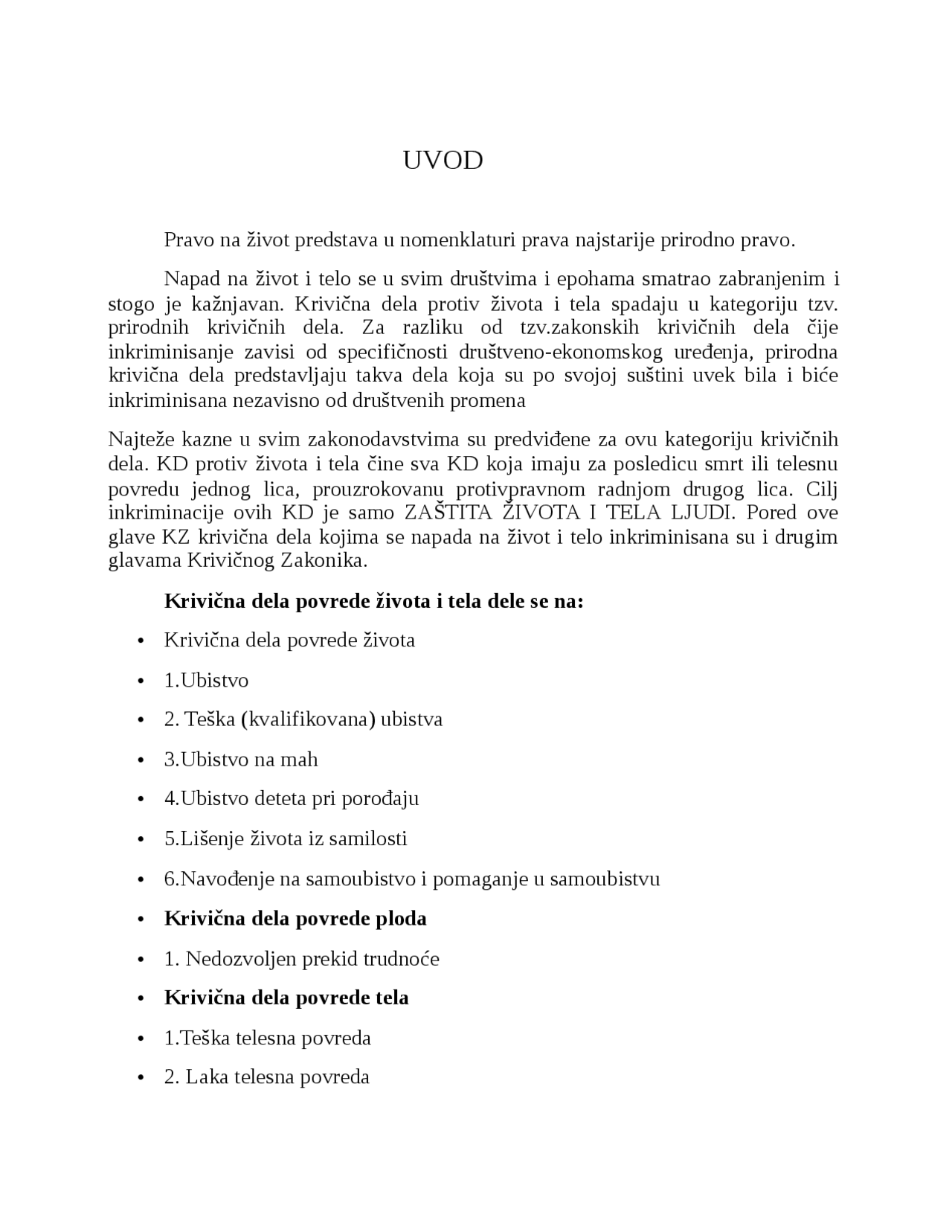 Krivicna dela protiv zivota i tela | Esej' predlog Osnovi krivičnog i krivičnog procesnog prava ...