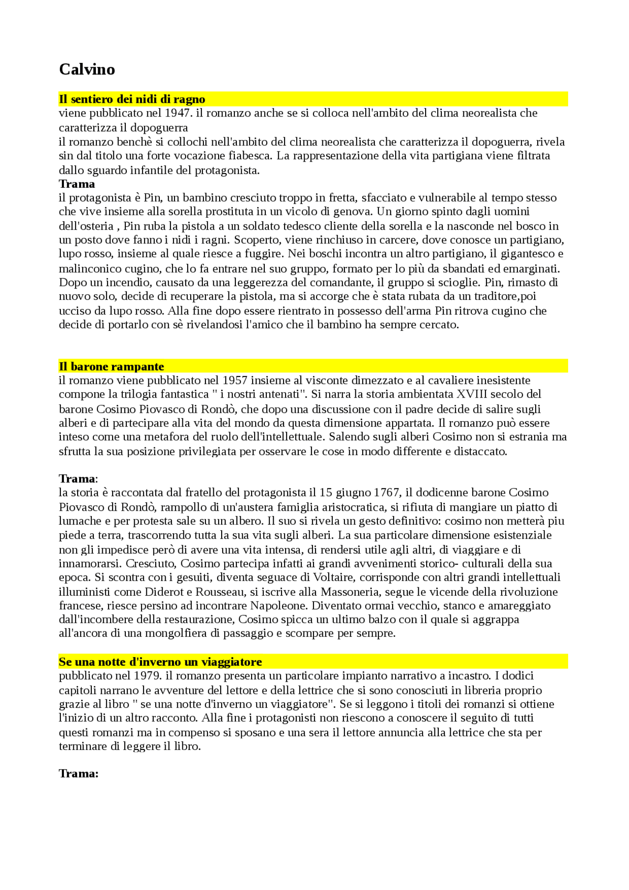 Calvino Docsity