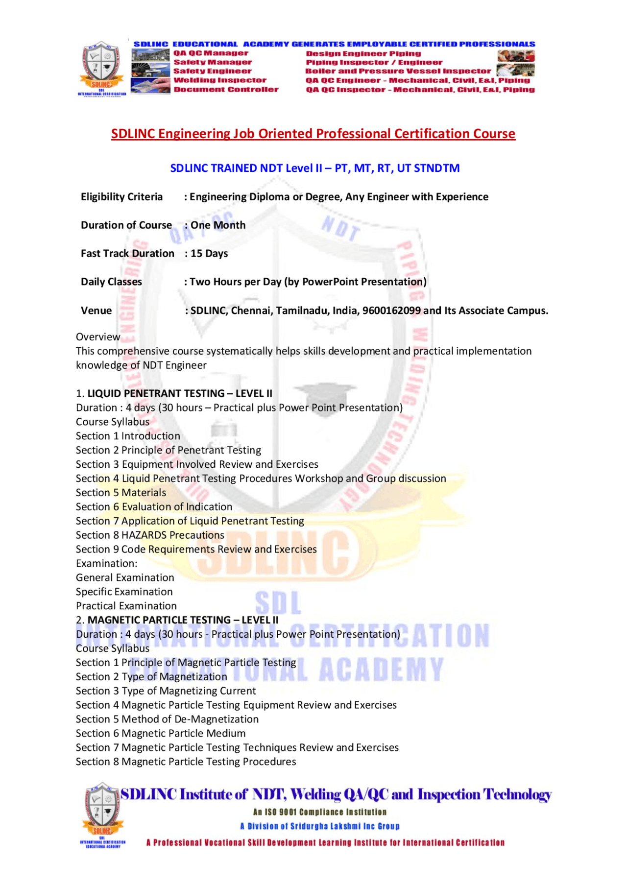 sdlinc trained ndt level ii pt mt rt ut stndtm Quality Management Core ...