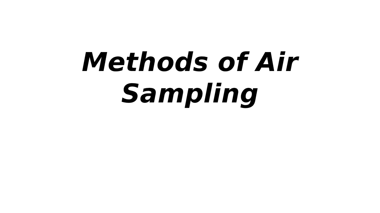 Class 4 air sampling - Docsity