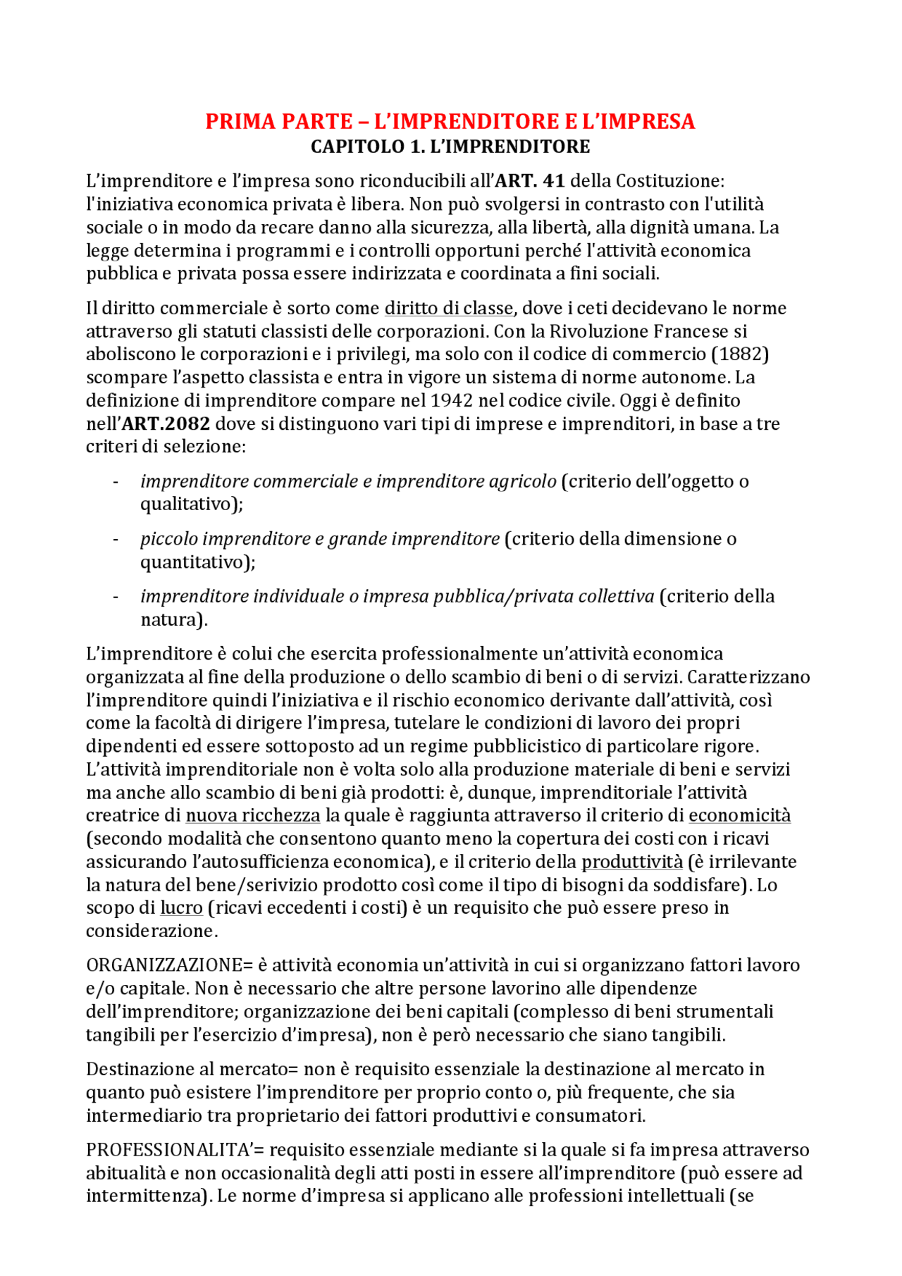 Riassunto Diritto Commerciale Docsity