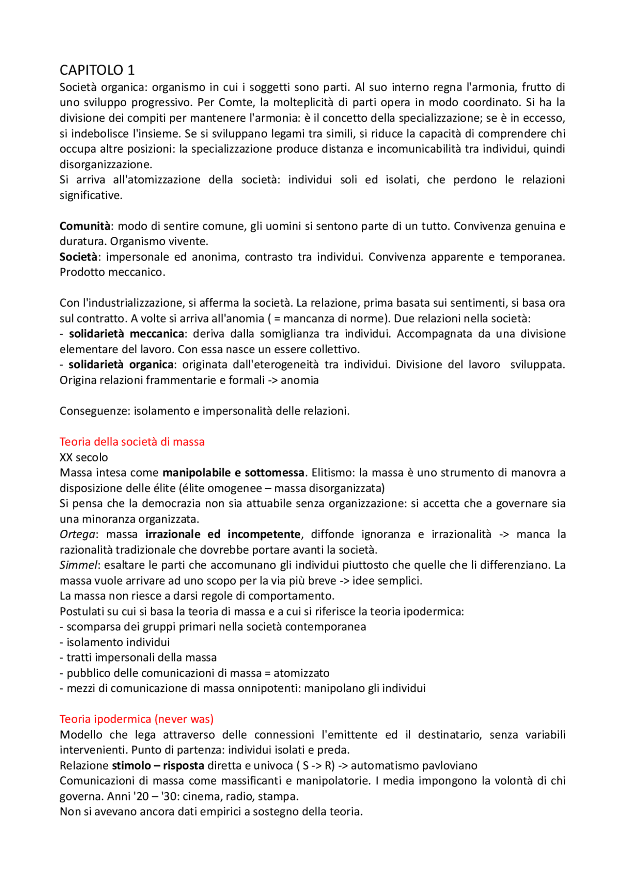 Teorie Di Sociologia Della Comunicazione Docsity