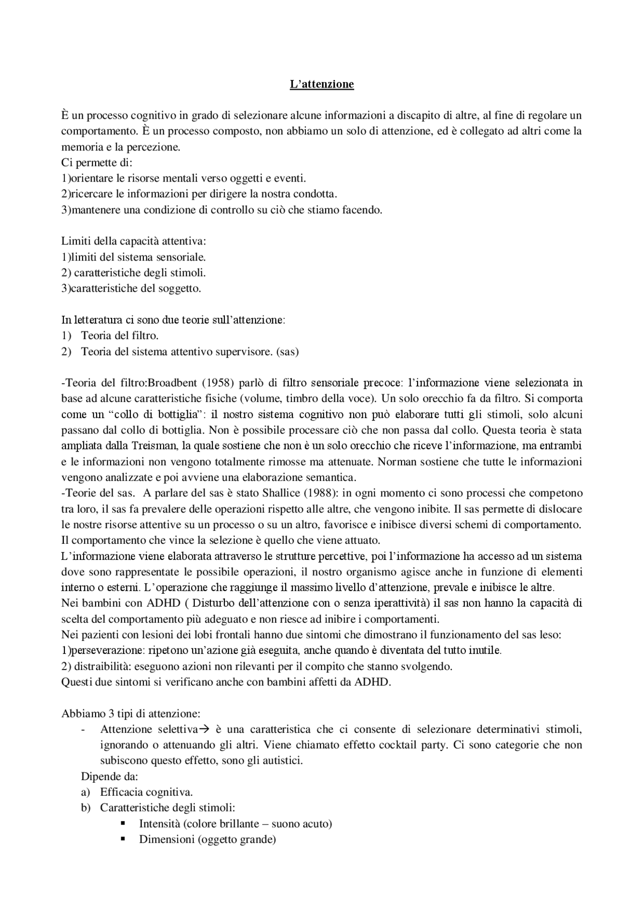 Lattenzione Docsity