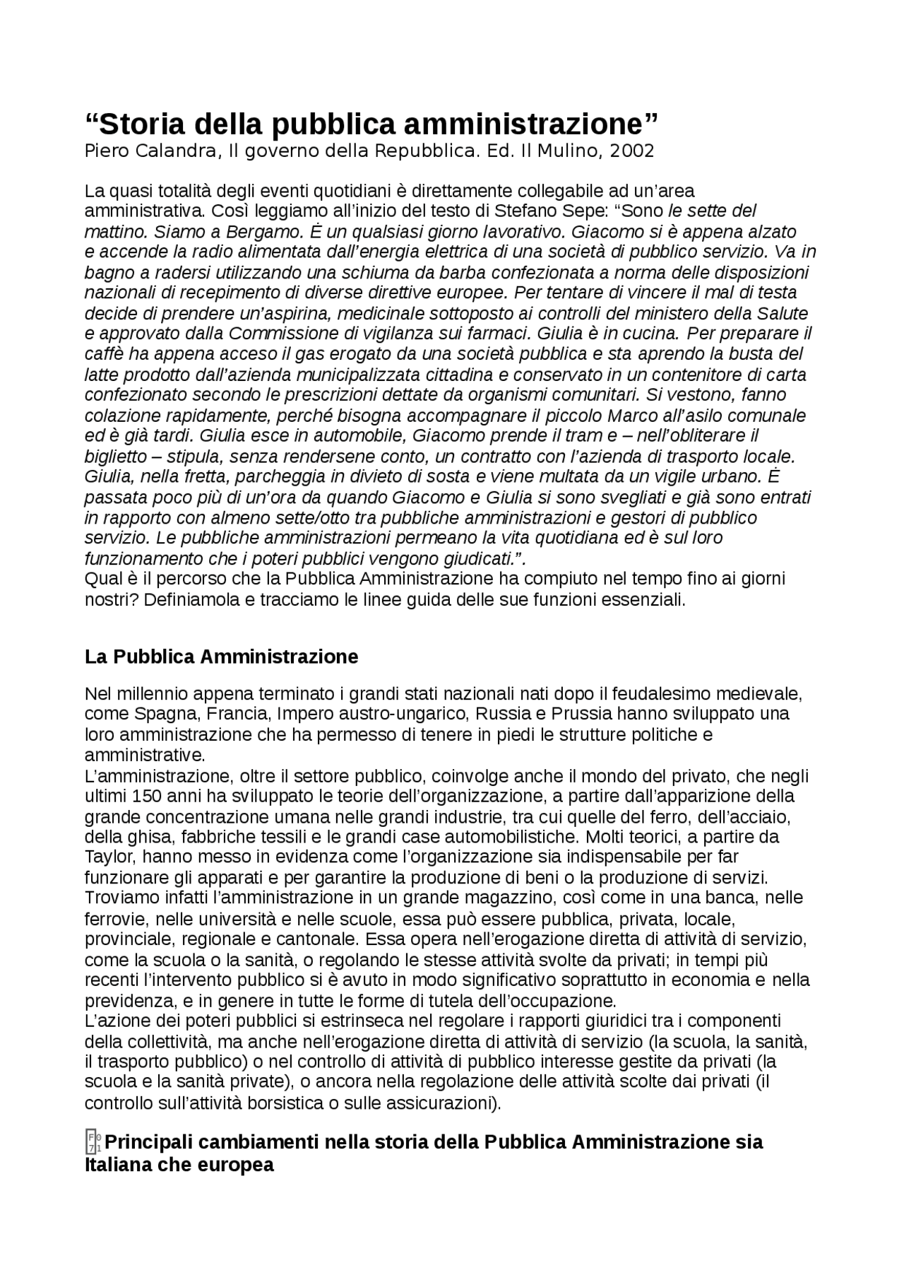Storia Della Pubblica Amministrazione Docsity