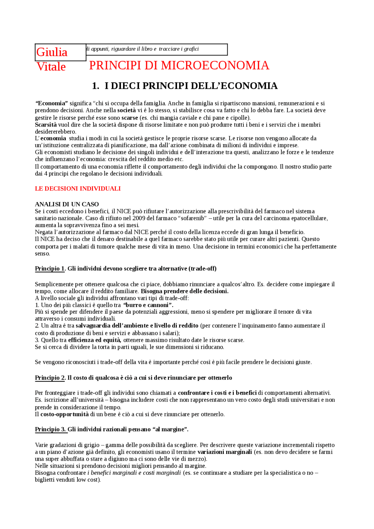 Principi Di Microeconomia Riassunto Esame Istituzioni Di Economia