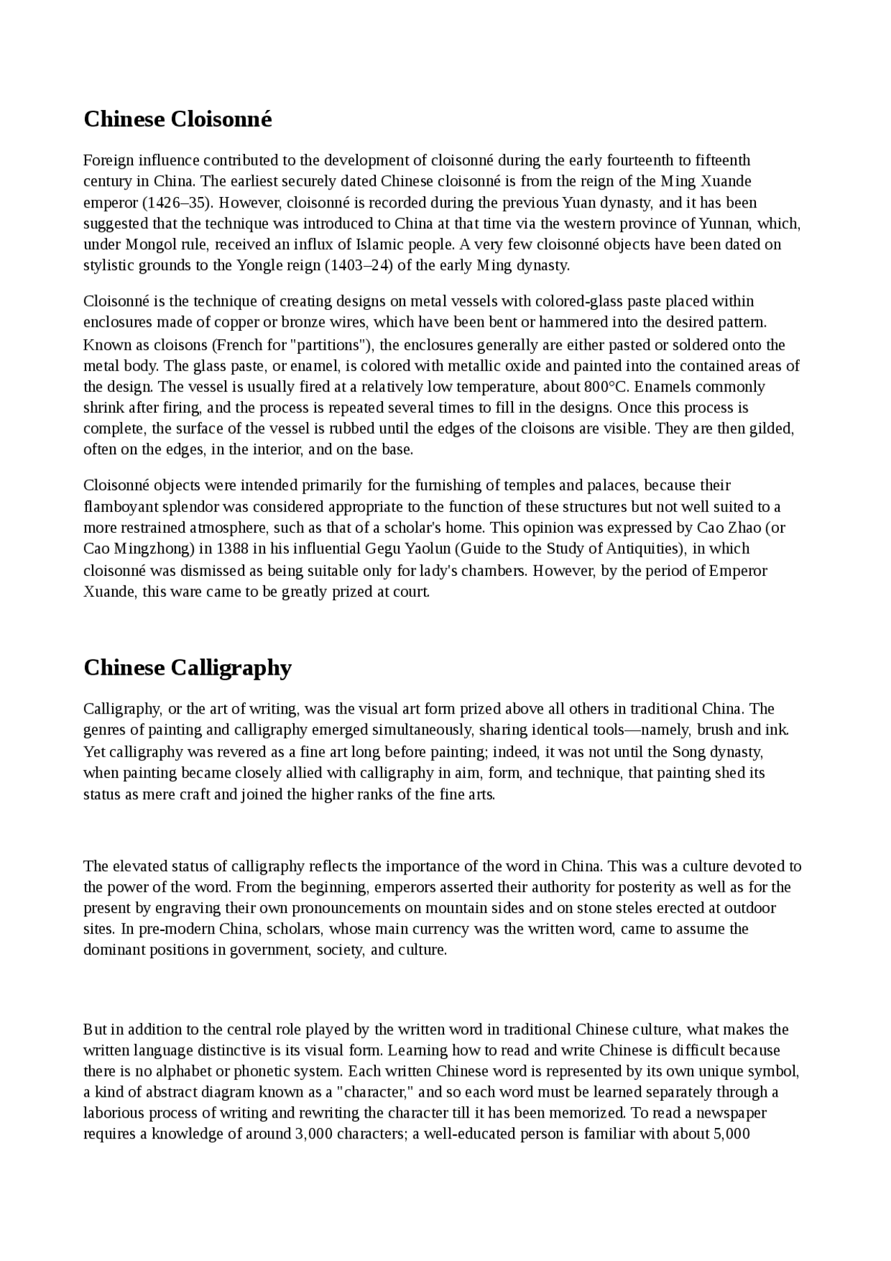 Chinese Art | Study Guides, Projects, Research of History of Art | Docsity