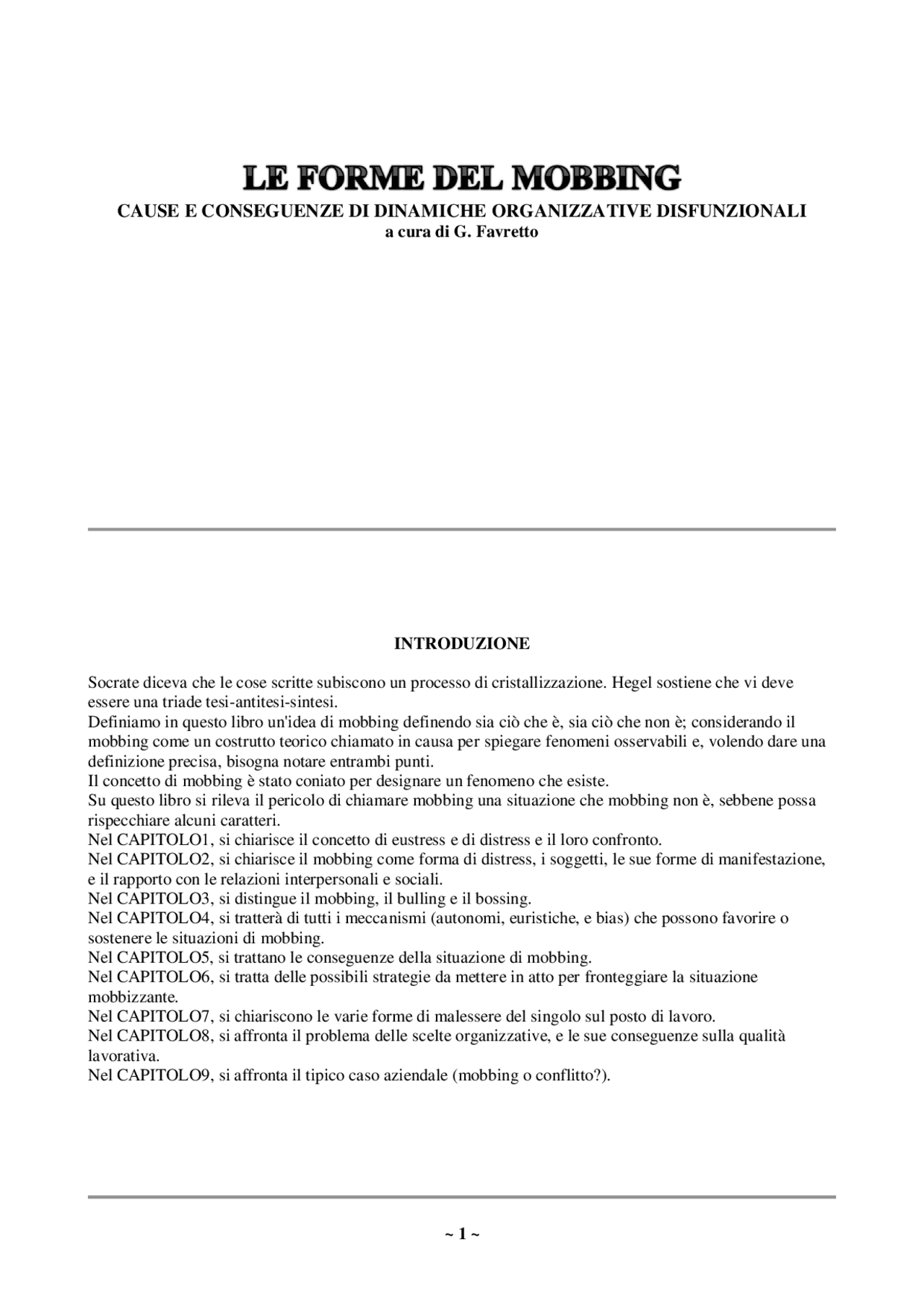 Le Forme Del Mobbing Gfavretto Docsity