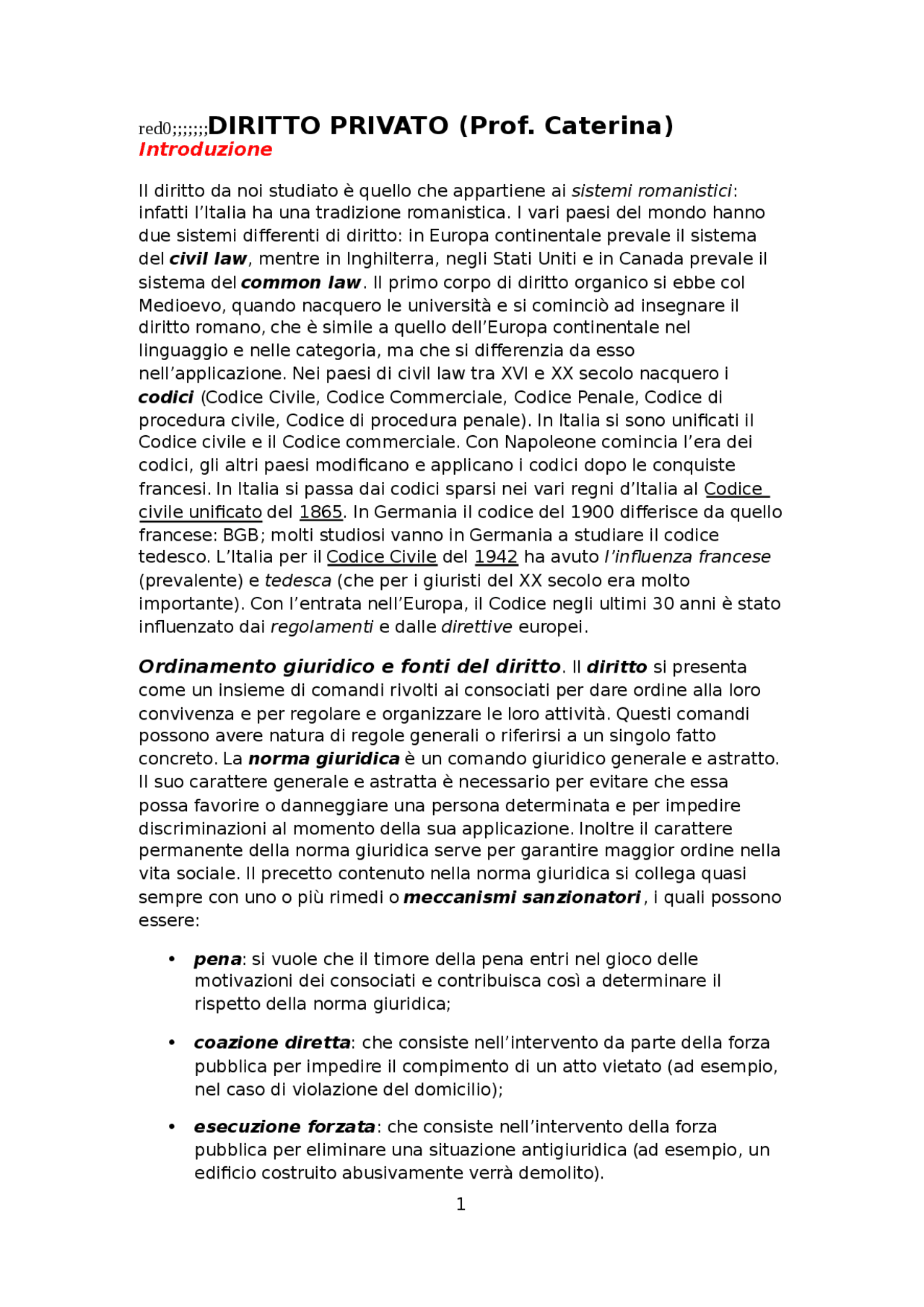 APPUNTI DIRITTO PRIVATO PROF.CATERINA | Appunti di Diritto Privato | Docsity