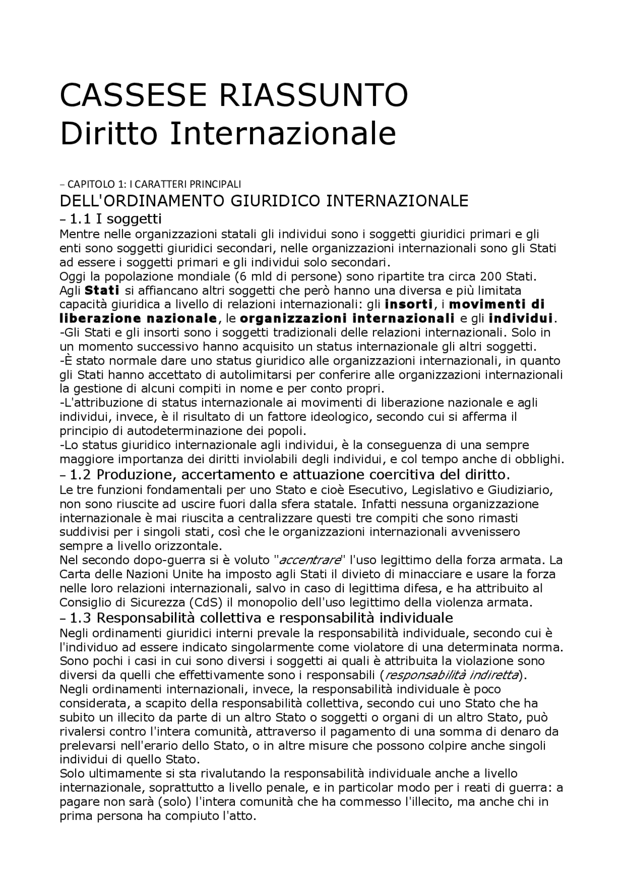 Antonio Cassese Diritto Internazionale Docsity