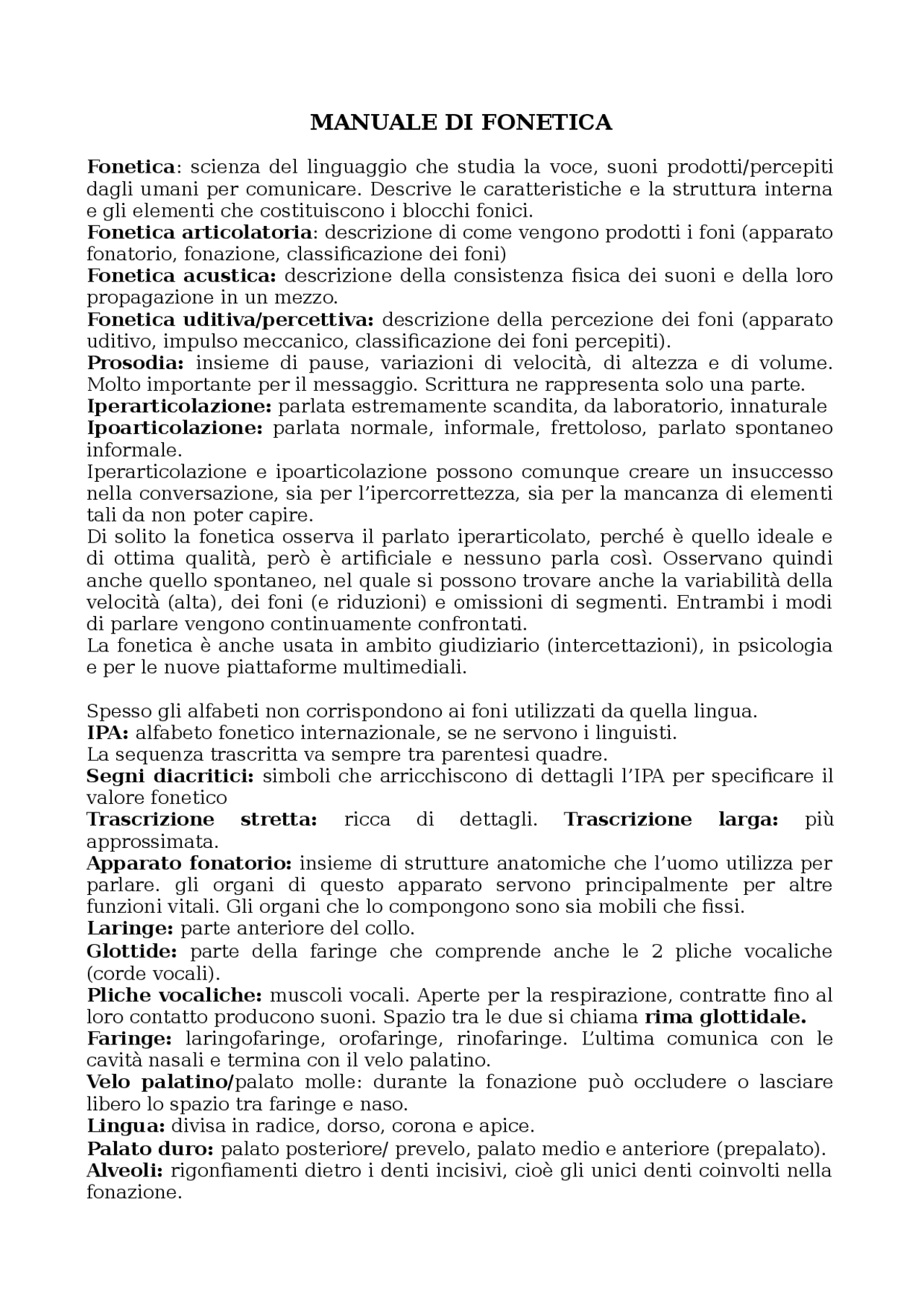 Manuale Di Fonetica Carocci Docsity